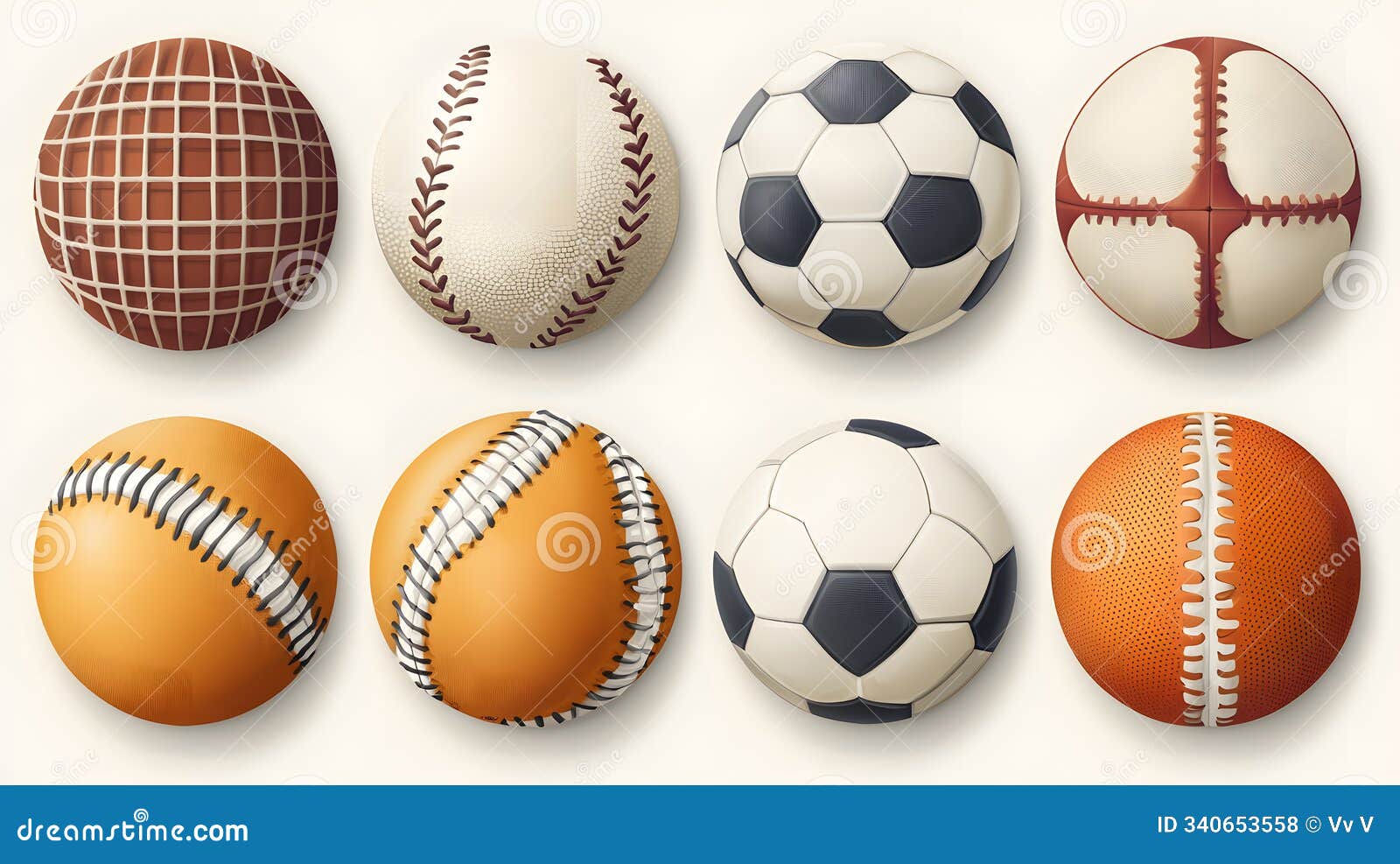 Assorted Sports Balls Arranged in a Grid Format Stock Photo - Image of ...
