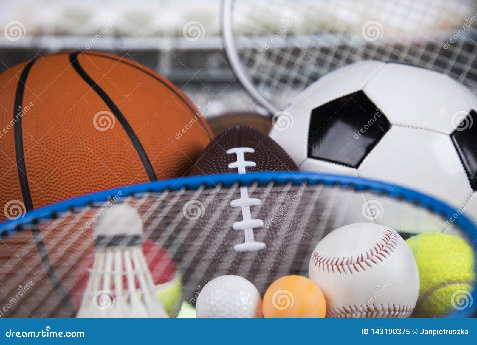 Assorted Sports Equipment, Winner Background Stock Image - Image of ...