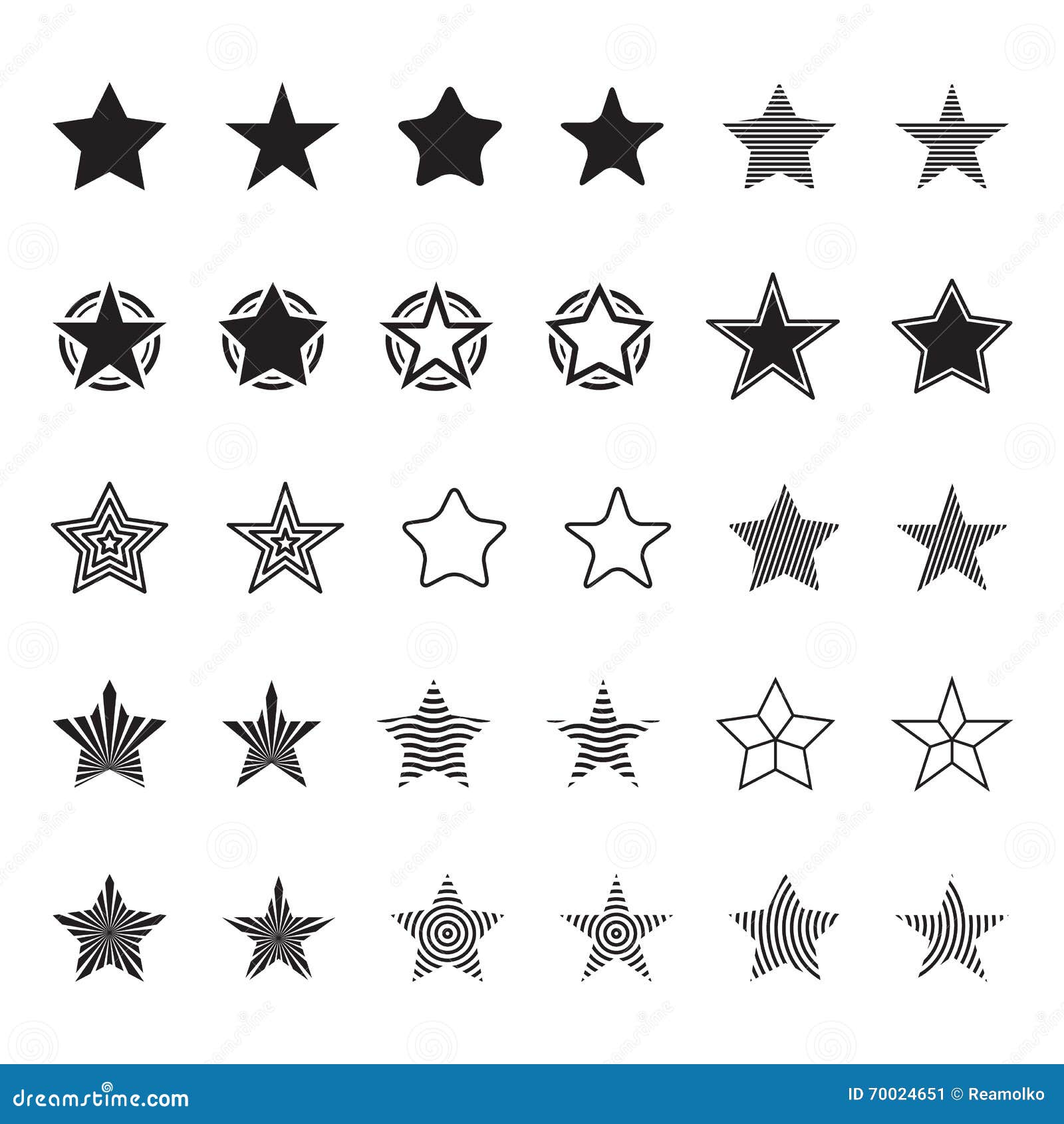 Assorted Stars Icons Vector Set. Stock Vector - Illustration of shiny ...