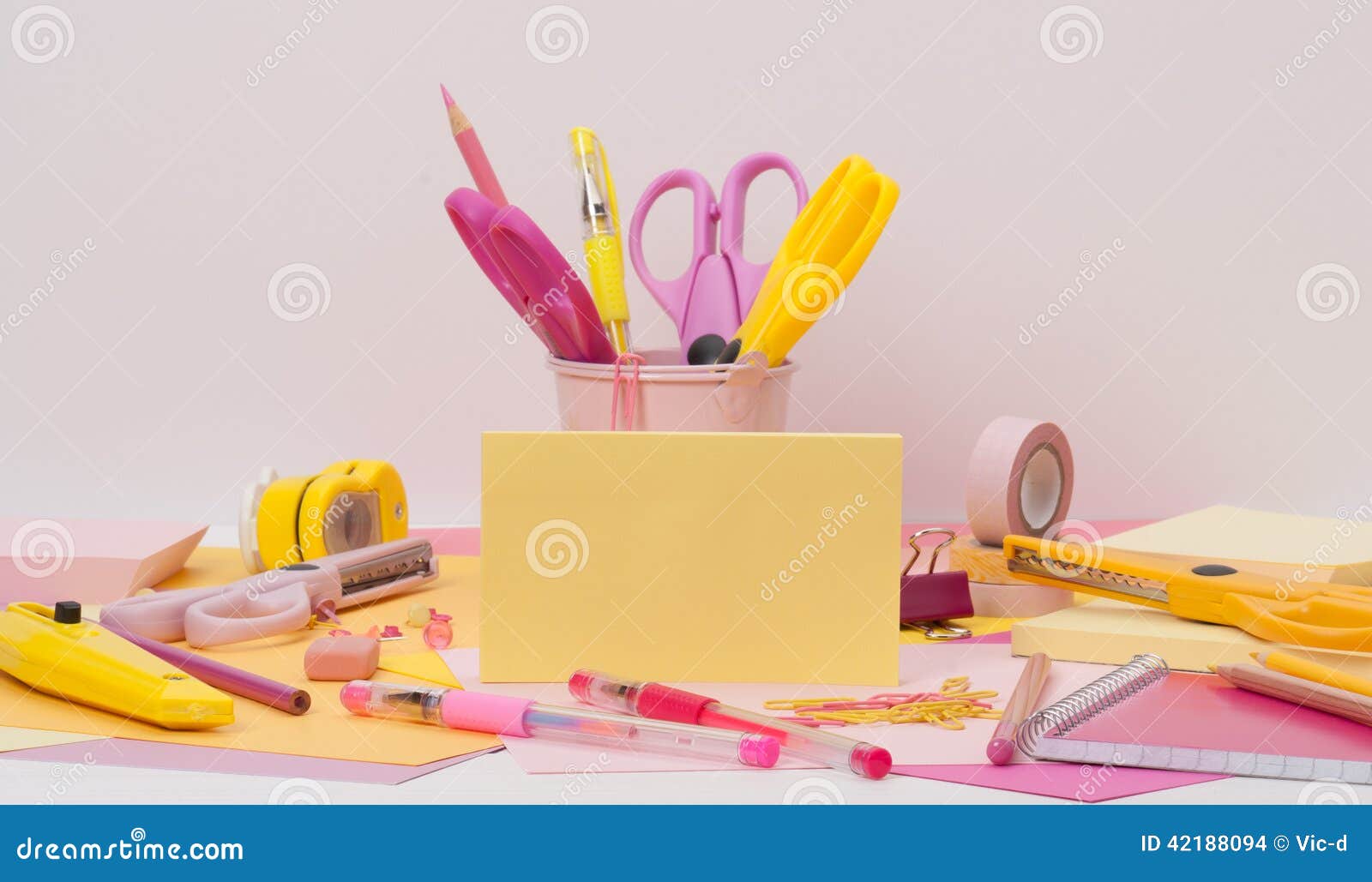 Assorted Stationery Items on a Desk Stock Photo - Image of color ...