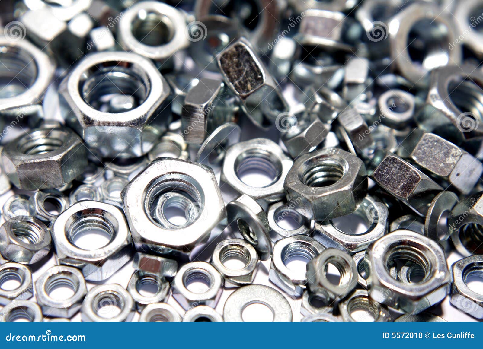 Assorted steel nuts stock photo. Image of tighten, manufacturing - 5572010