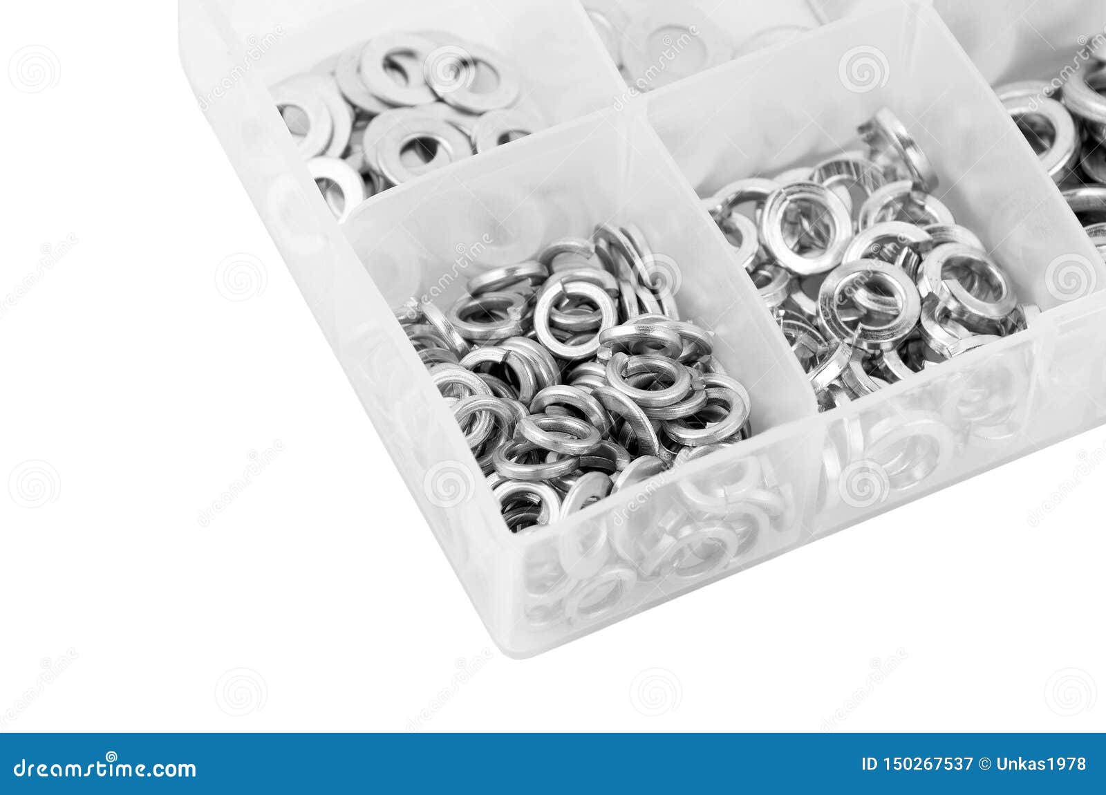 Washer in Plastic Organizer Box Stock Image - Image of chrome, plain ...