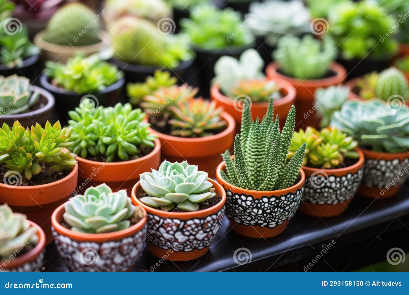 Assorted Succulents Planted in Small Ceramic Pots Stock Photo - Image ...