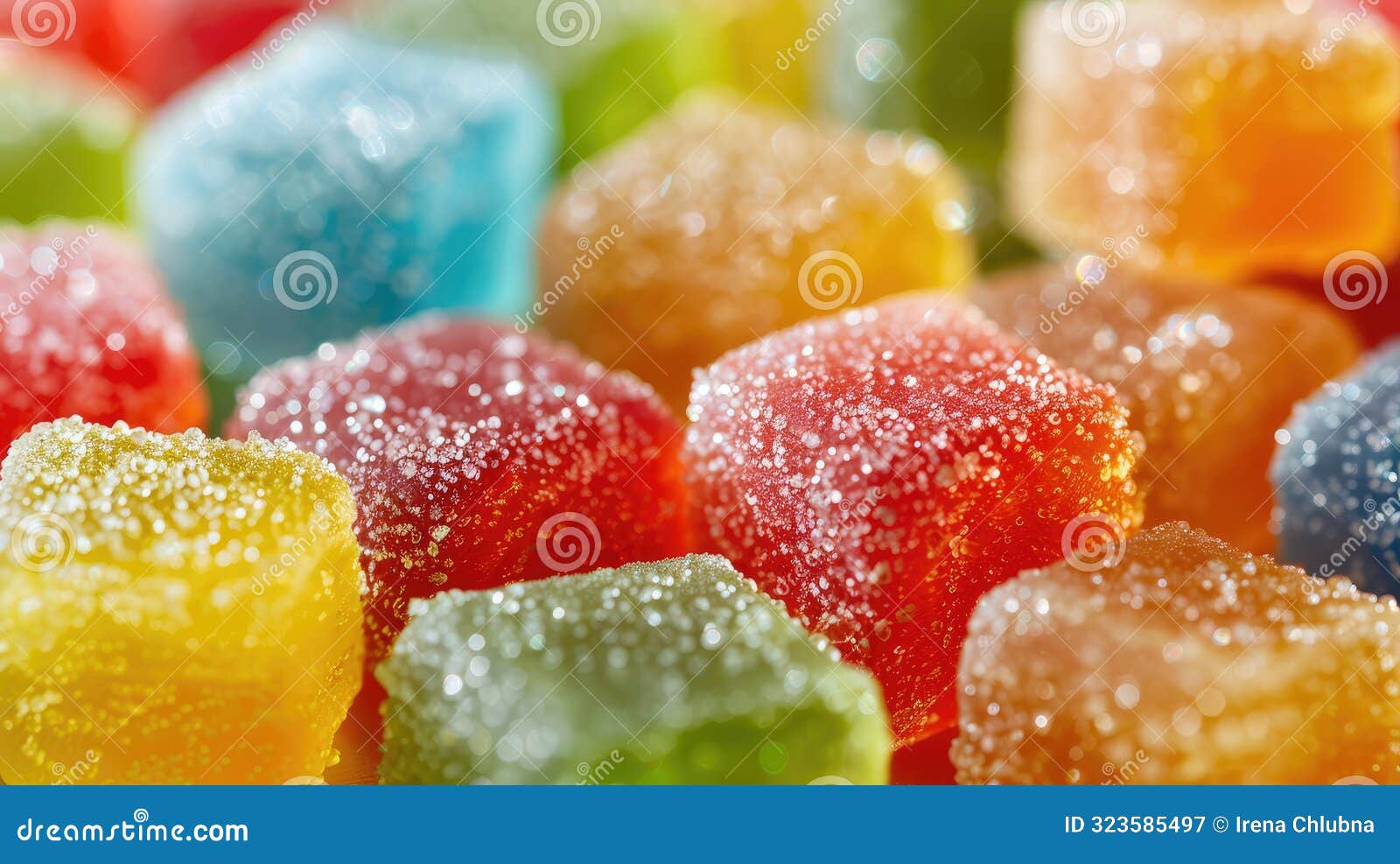 Assorted Sugar-coated Gummy Candies, Highlighting Their Texture and ...