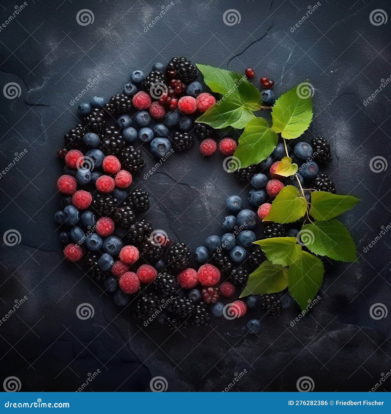 Assorted Summer Berry in Circle, Wreath, Symmetrical Composition, AI ...