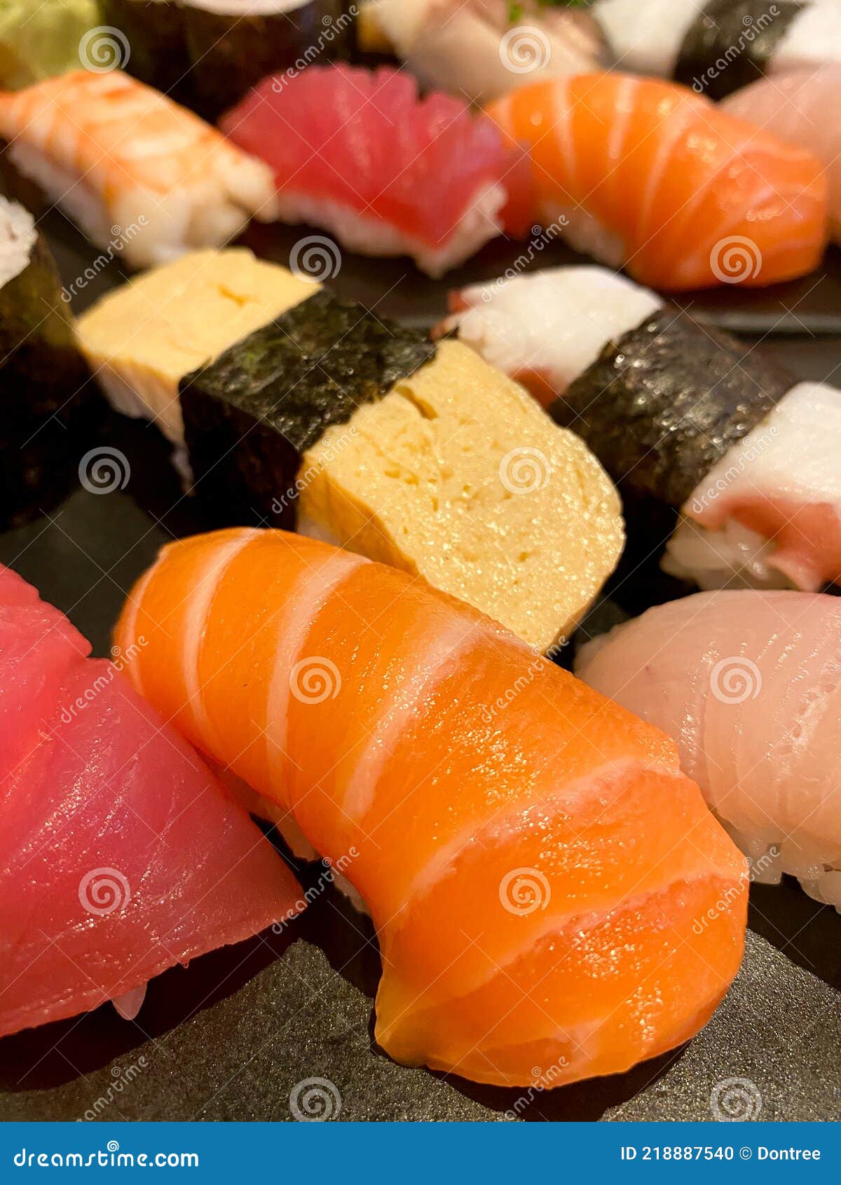 Assorted sushi stock photo. Image of meal, cuisine, menu - 218887540