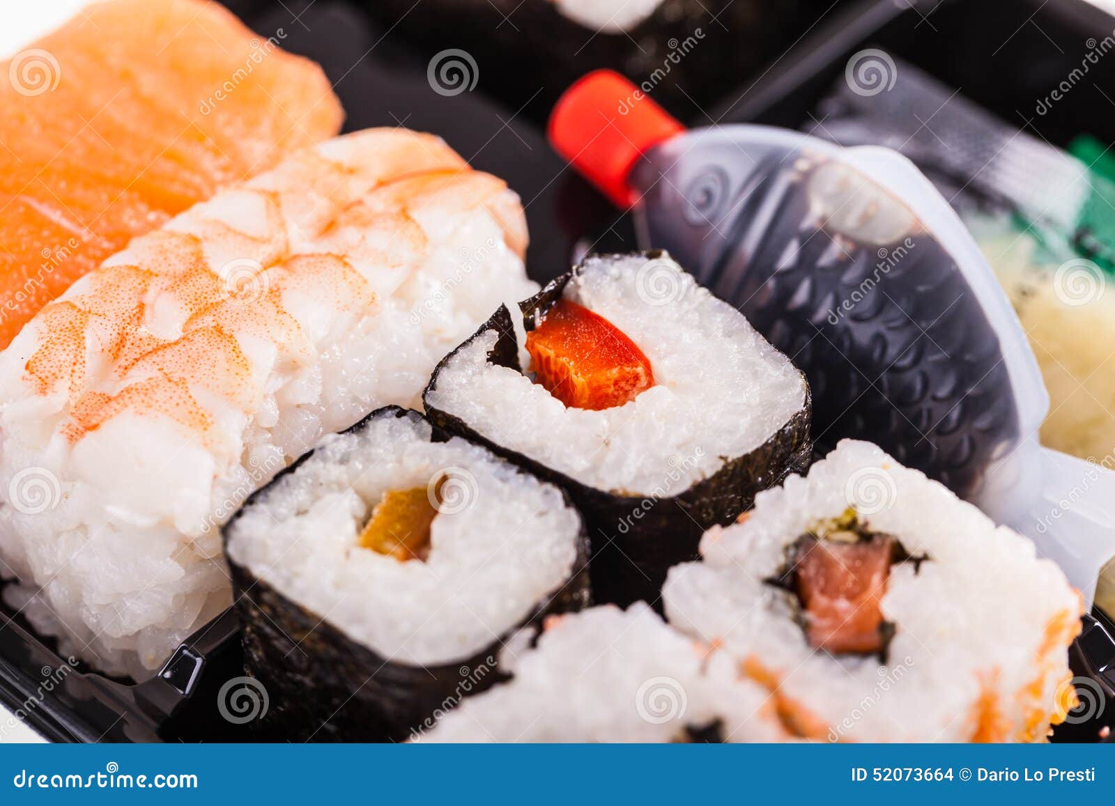 Assorted sushi rolls stock photo. Image of oriental, prawn - 52073664
