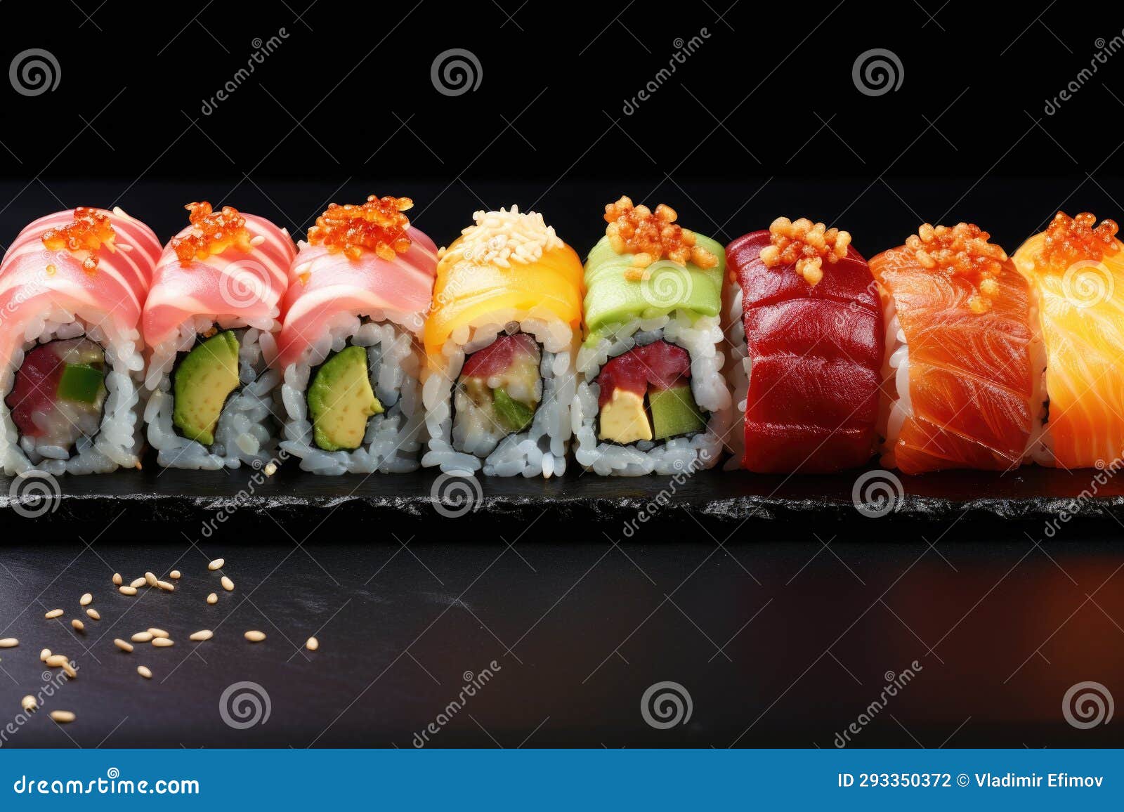 Assorted Sushi Rolls on Display Stock Photo - Image of cucumber, asian ...