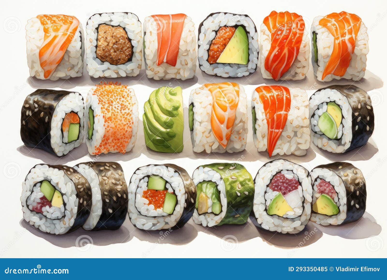 Assorted Sushi Rolls on White Surface Stock Image - Image of sashimi ...