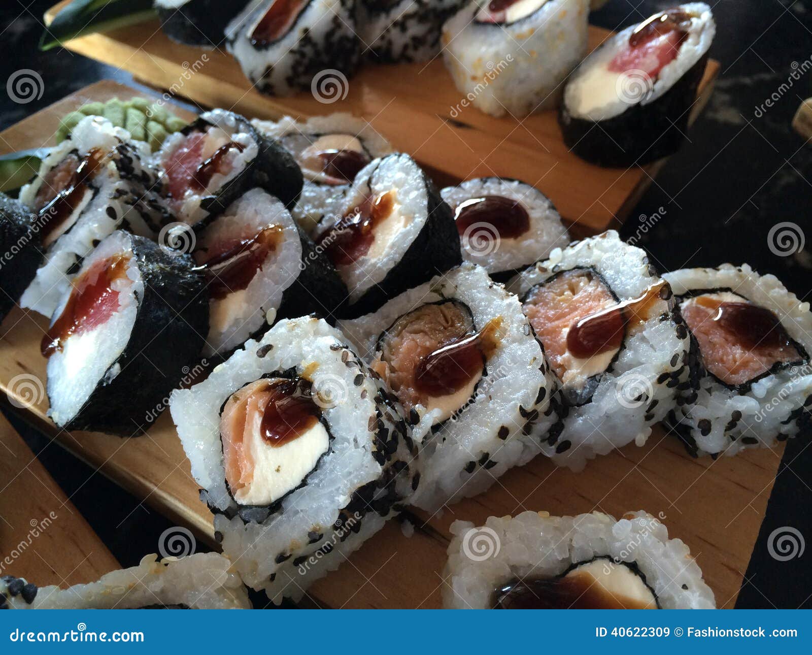 Assorted sushi rolls stock image. Image of japanese, food - 40622309