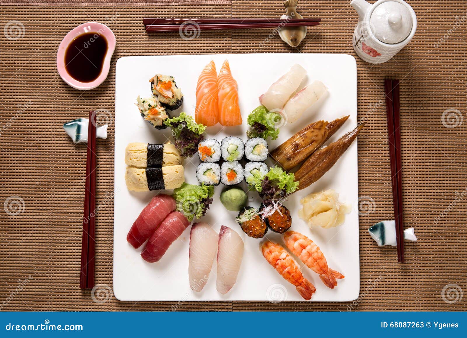 Assorted Sushi stock image. Image of delicious, black - 68087263