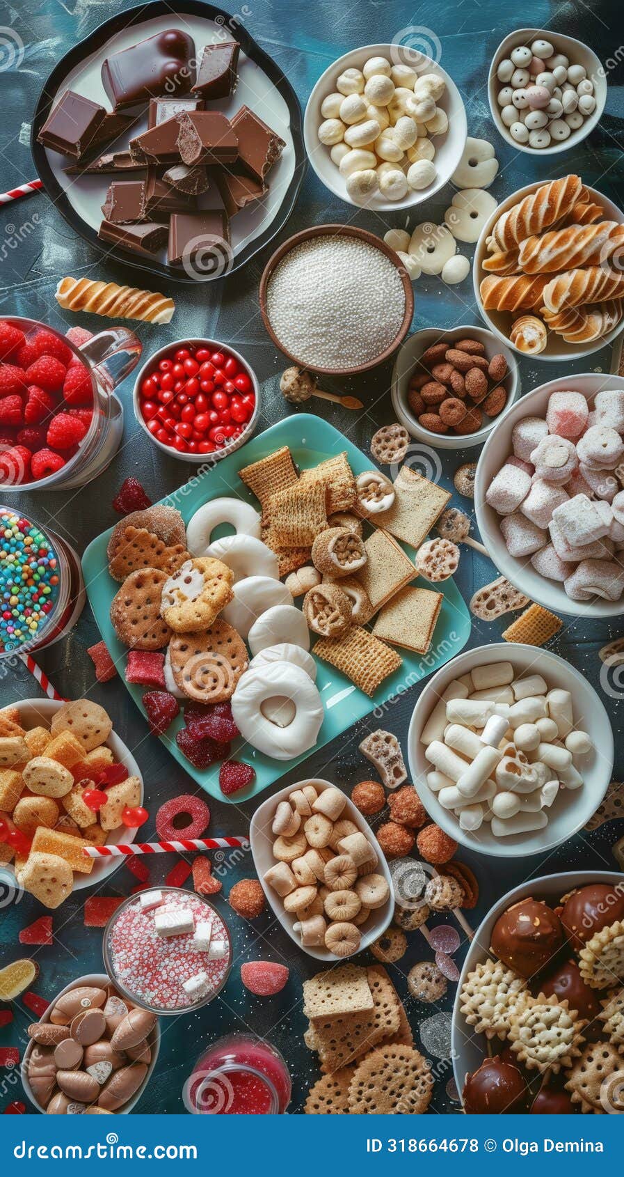 Assorted Sweets and Chocolates Spread, Showcasing a Variety of Sugary ...