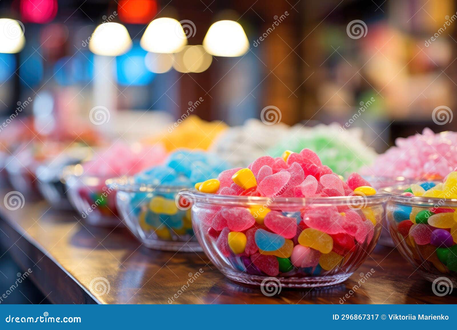 Assorted Sweets Create a Colorful Display at the Candy Store Counter ...