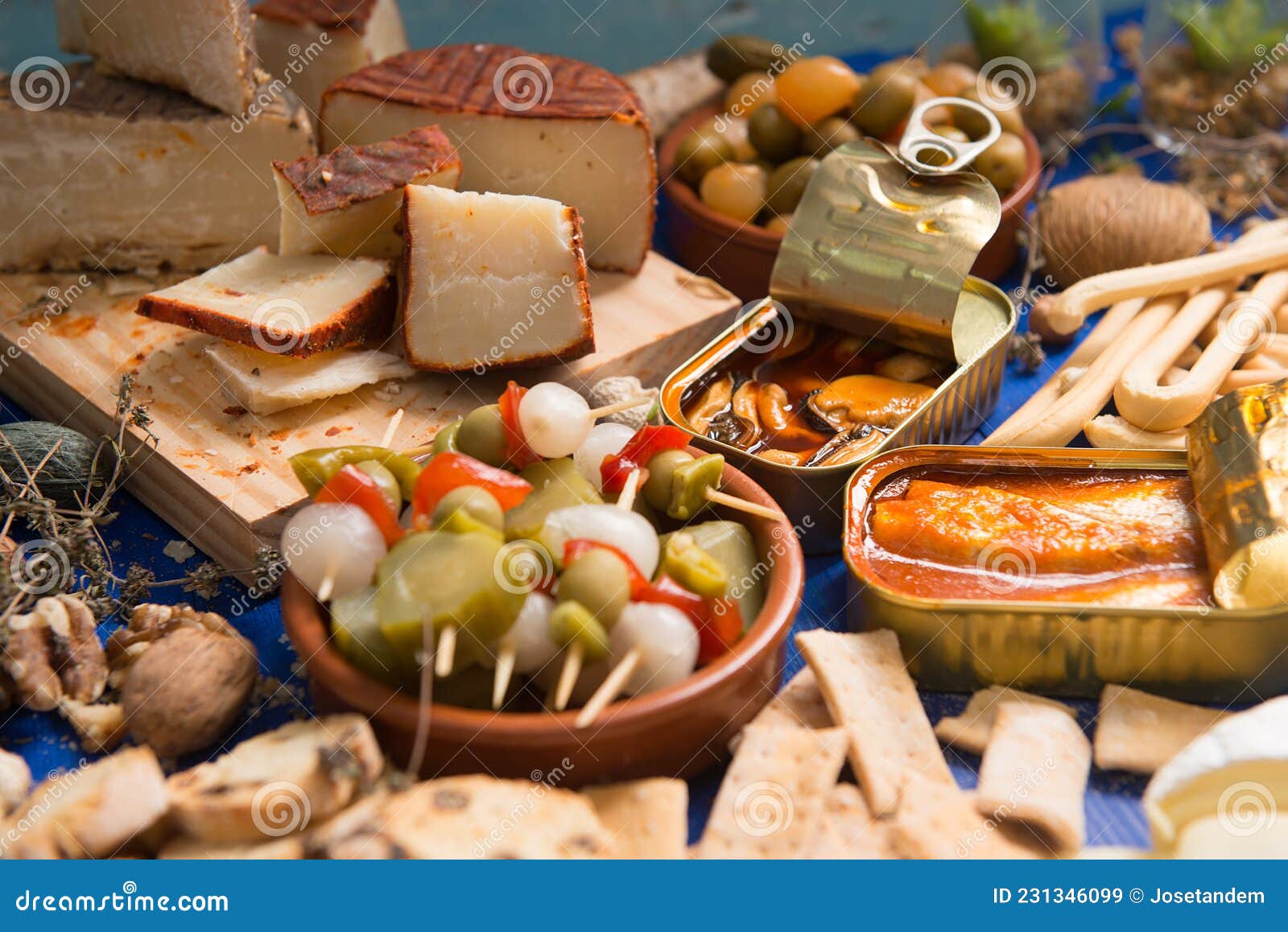 Assorted Table of Typical Spanish Tapas Stock Image - Image of group ...