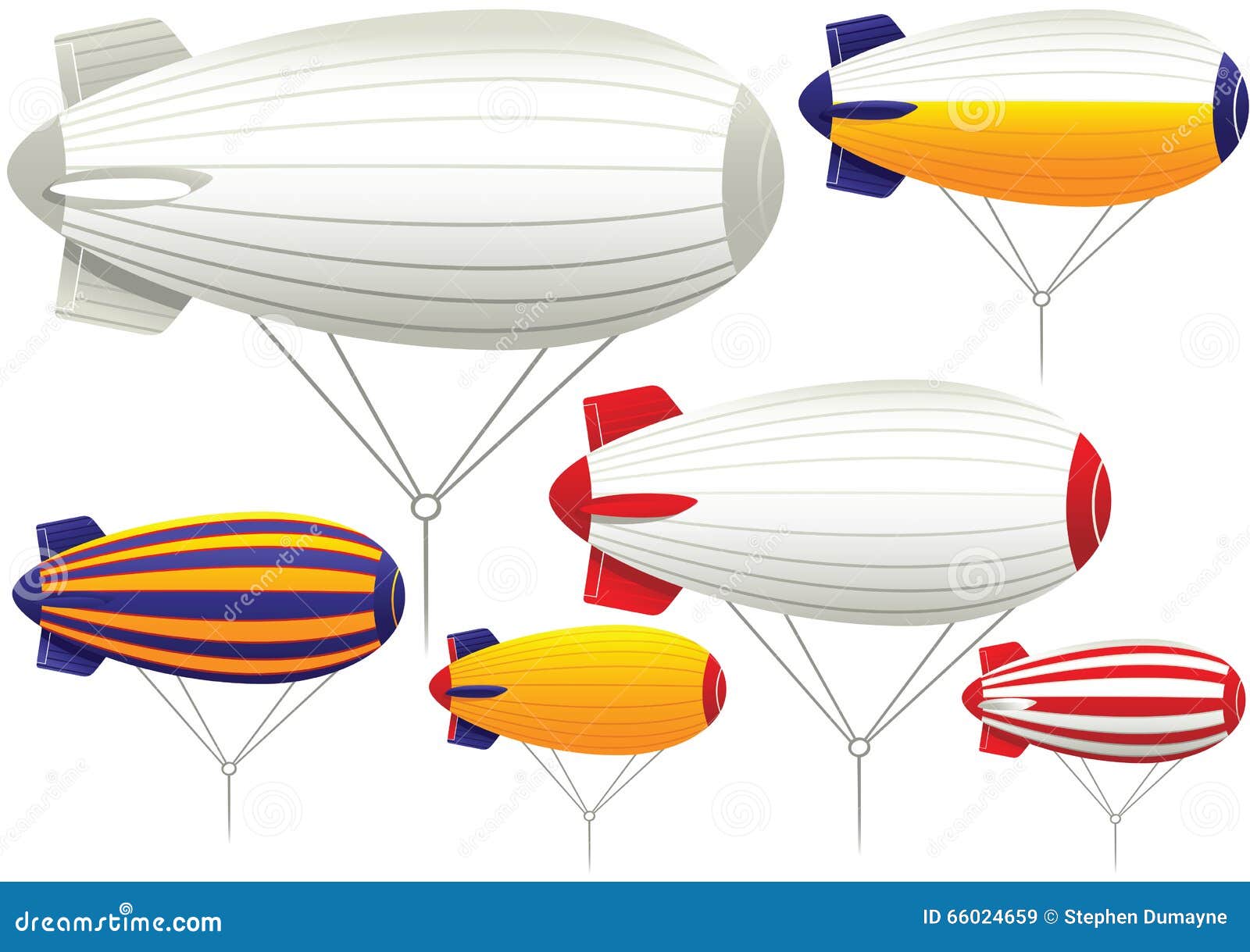 Set Of Blimps With Advertising Banners Vector Illustration Isolated On ...