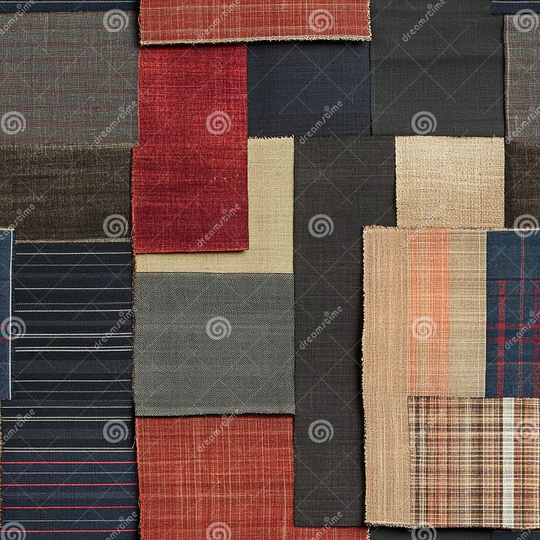 Assorted Textile Swatches in Colorful Patchwork Design Stock Image ...