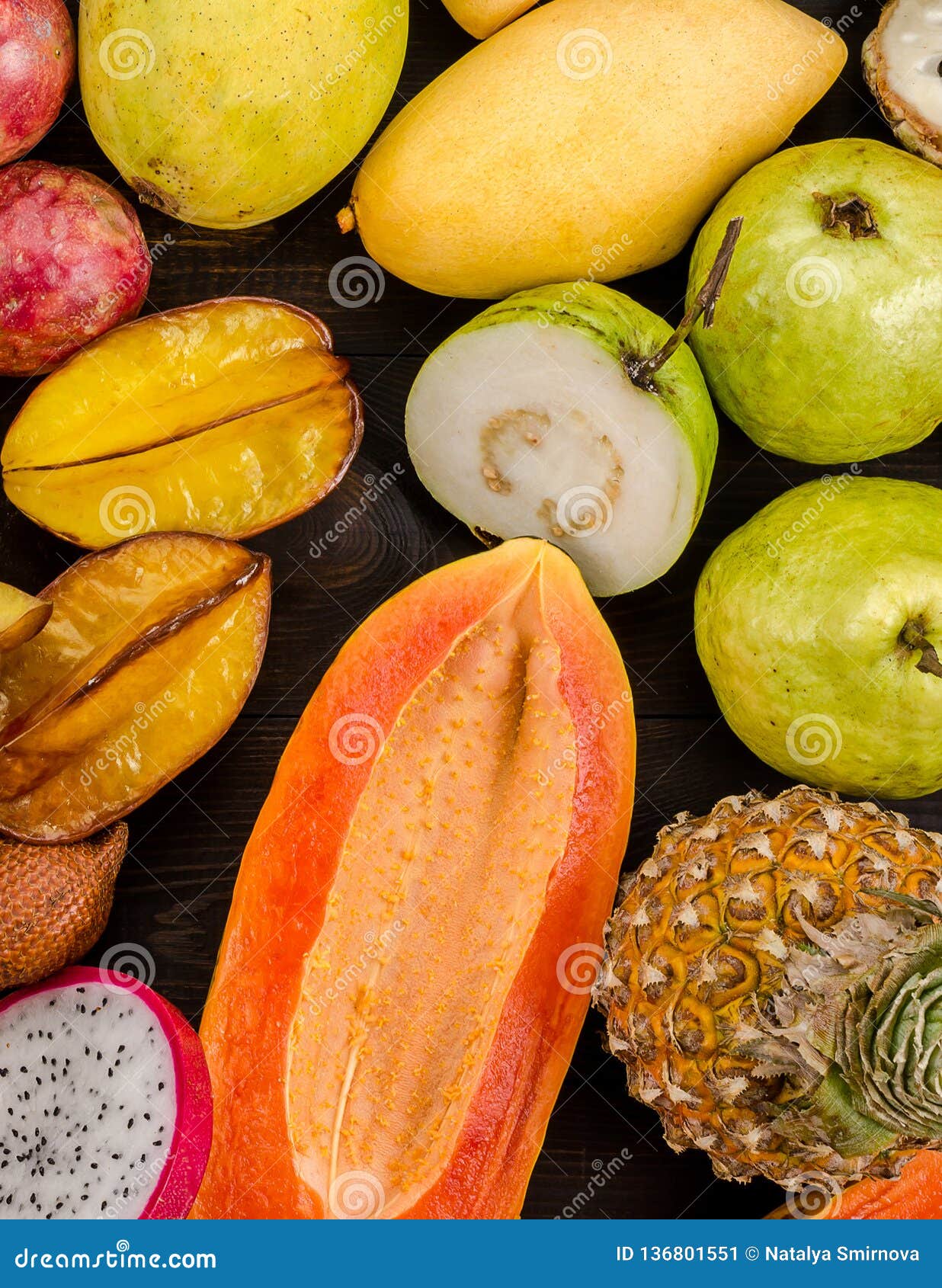 Assorted Thai Tropical Fruits. Stock Image - Image of fruit, mango ...