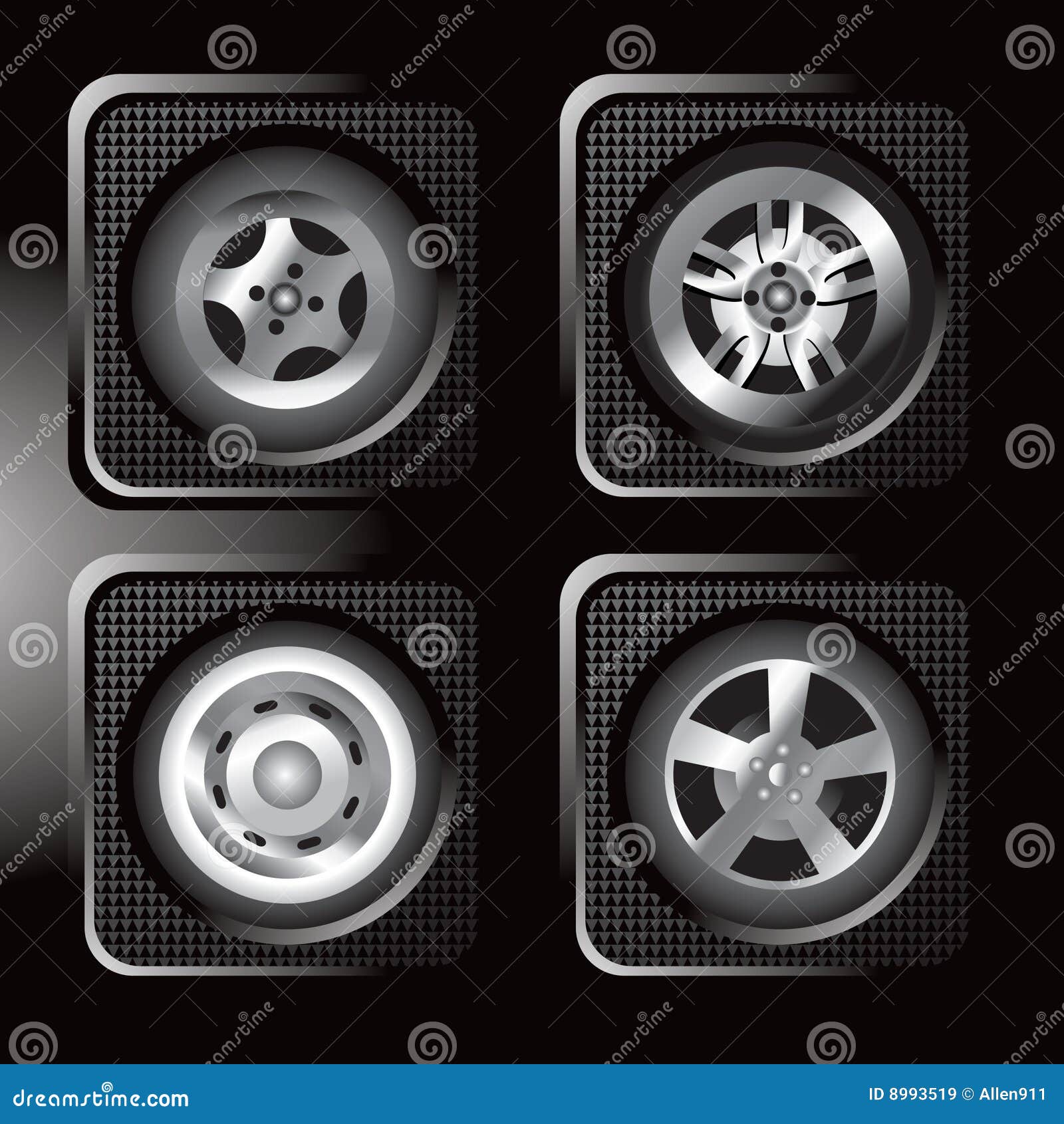 Assorted tire icons stock vector. Illustration of automobile - 8993519