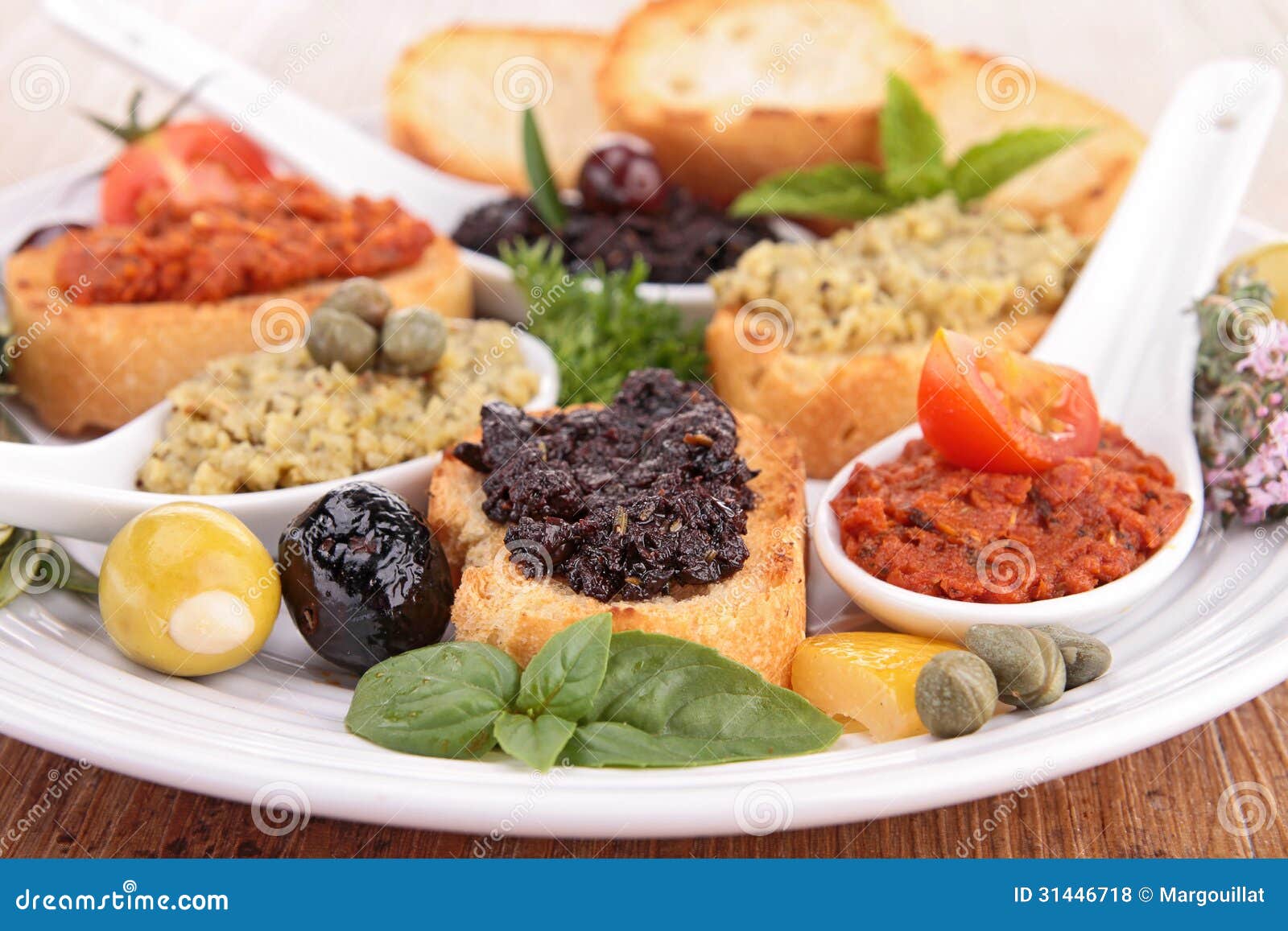 Assorted of Toast with Tapenade Stock Photo - Image of bruschetta ...
