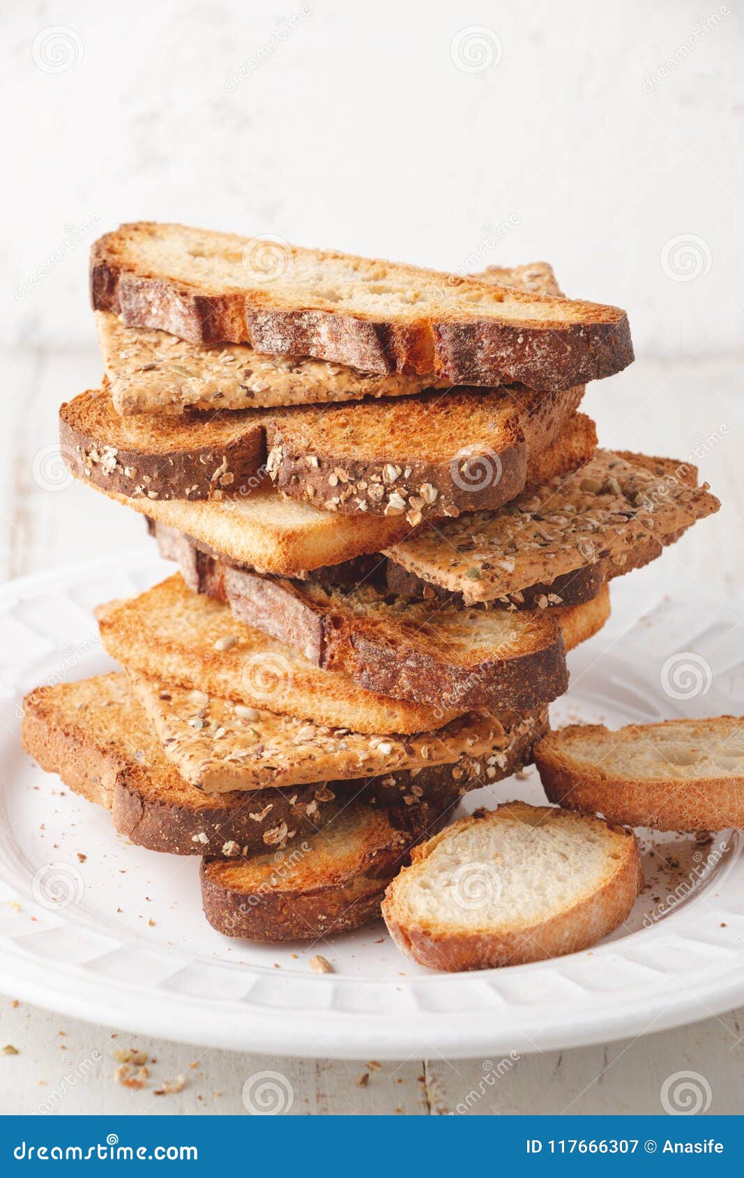 Assorted toasts in a stack stock image. Image of stack - 117666307