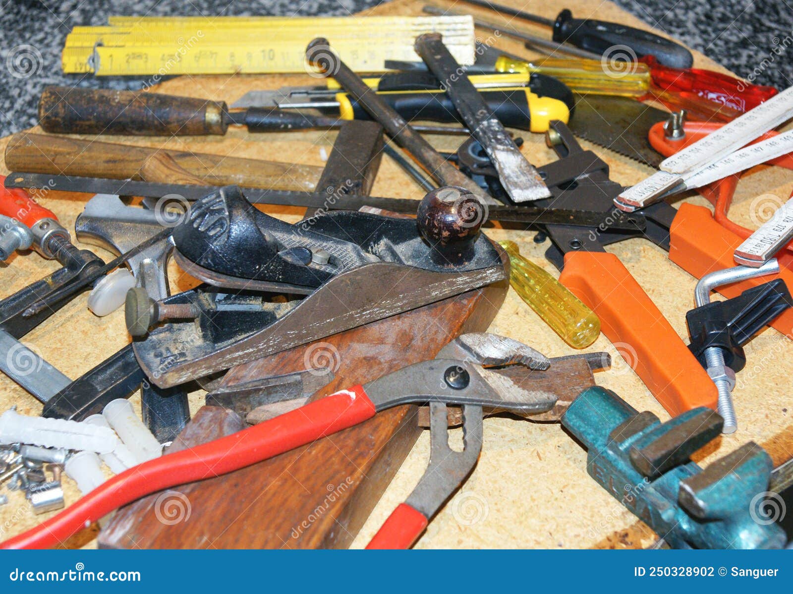 Assorted Tools for DIY Work Stock Photo - Image of manual, measuring ...