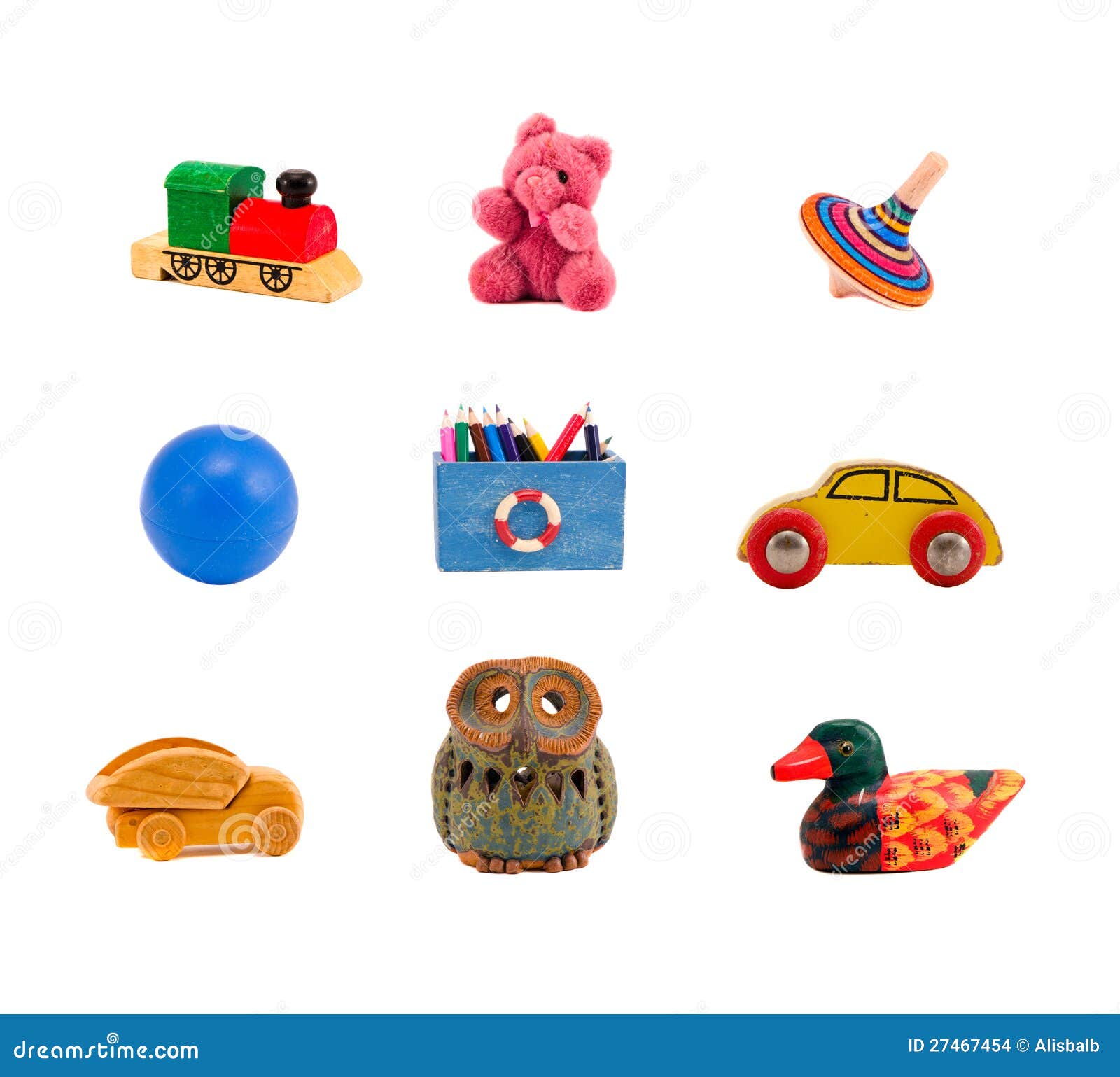 Assorted Toys Collection Isolated on White Stock Photo - Image of child ...