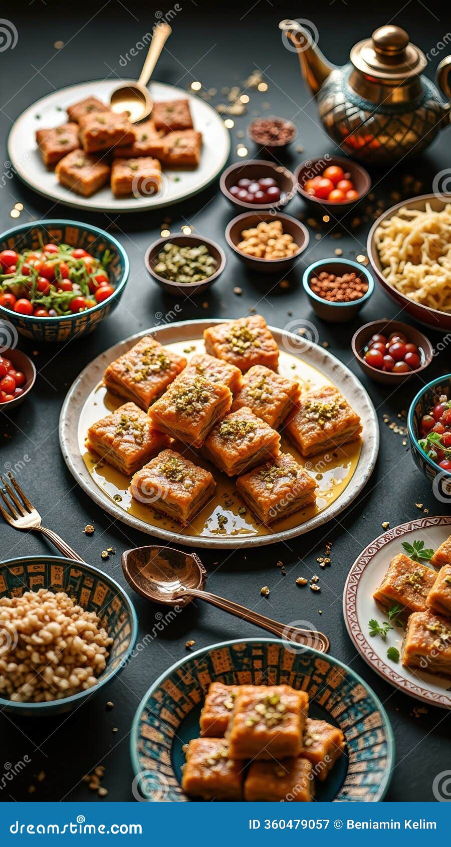 Assorted Traditional Middle Eastern Desserts with Nuts and Fruits on ...