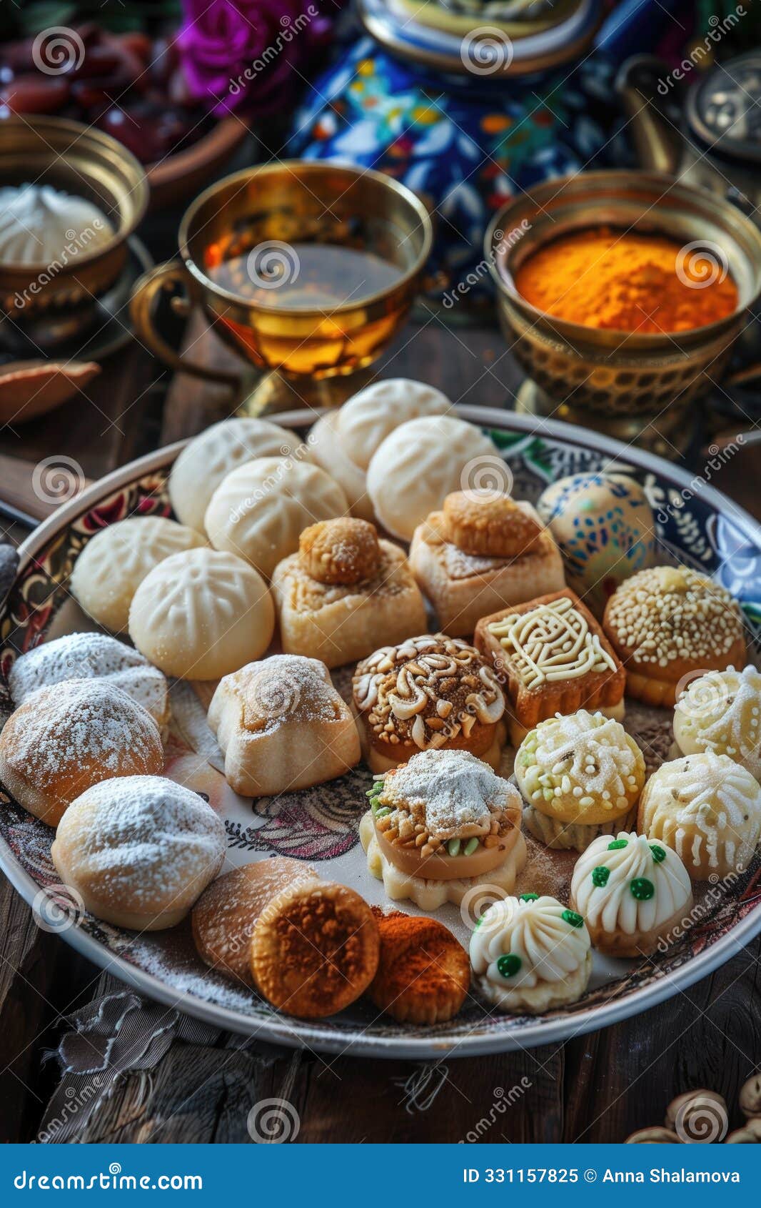 Assorted Traditional Middle Eastern Pastries on a Decorative Platter ...