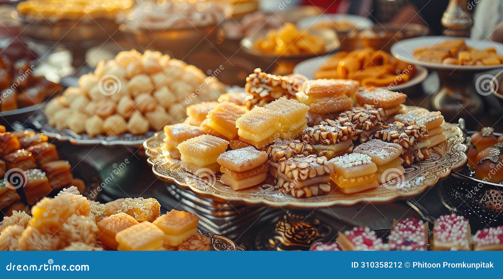 Assorted Traditional Middle Eastern Sweets. a Decadent Display of ...