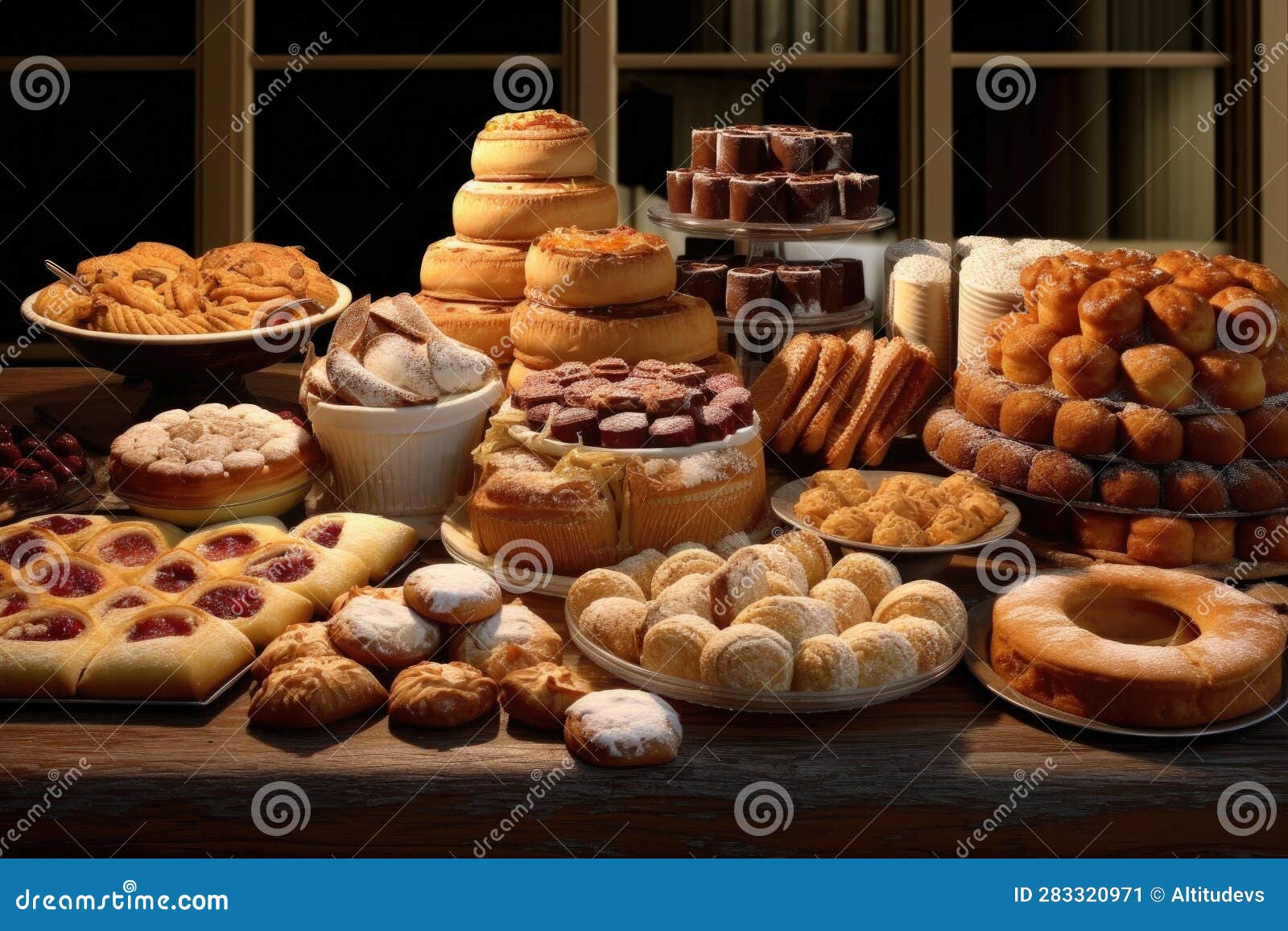 Assorted Traditional Pastries and Sweets in a Bakery Stock Illustration ...