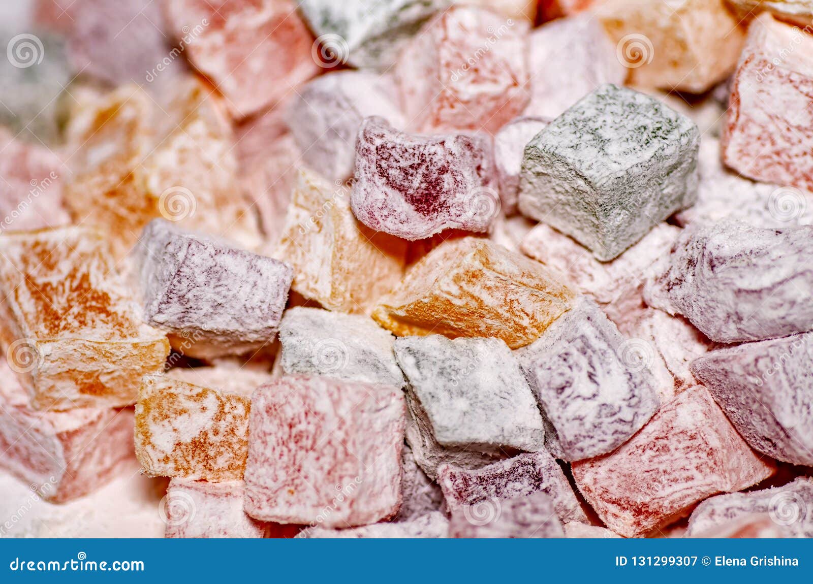 Assorted Traditional Turkish Delight Close Up. Sugar Coated Soft Candy ...