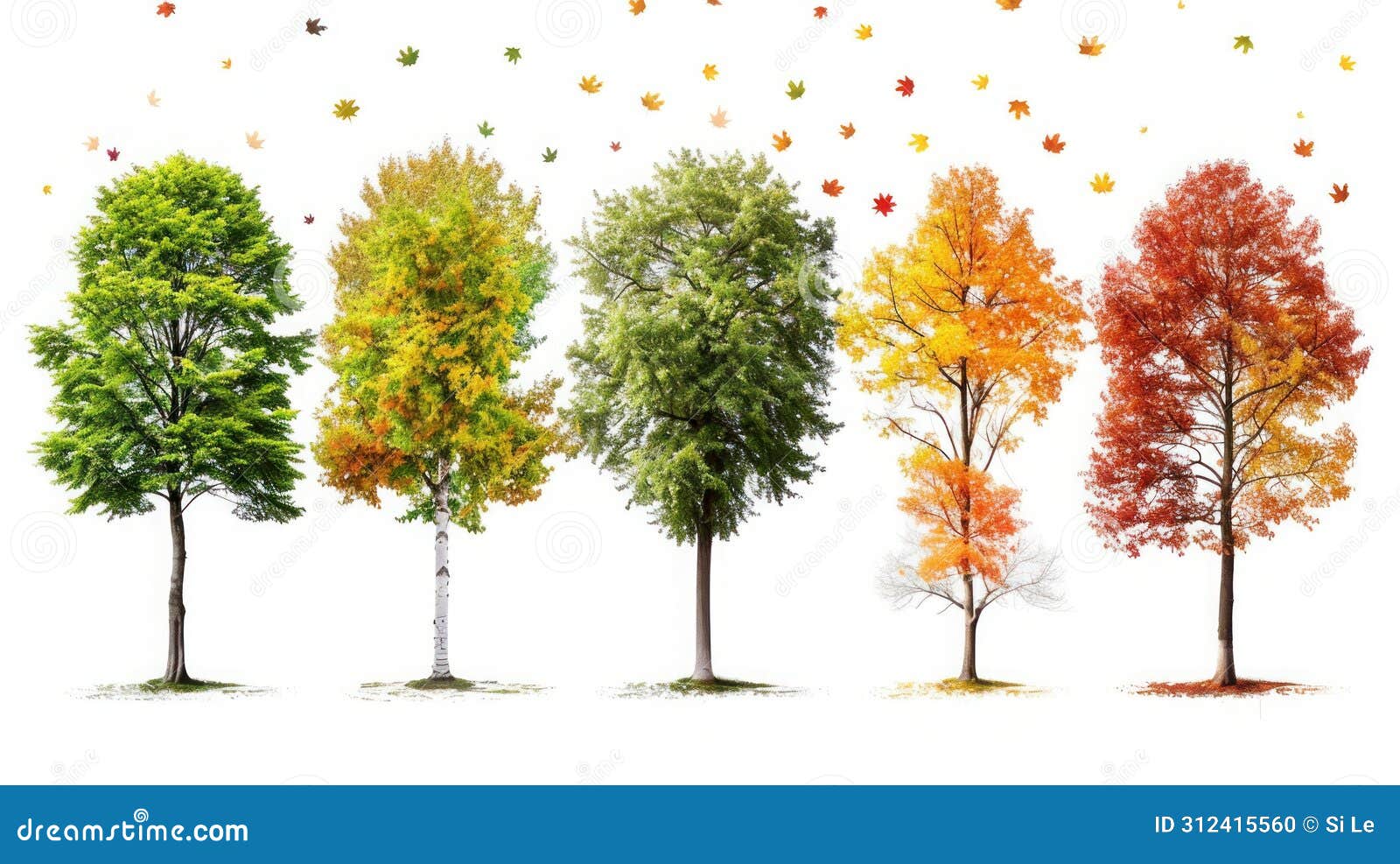 Assorted Tree Collection: Maple, Oak, Birch, and Chestnut Isolated ...