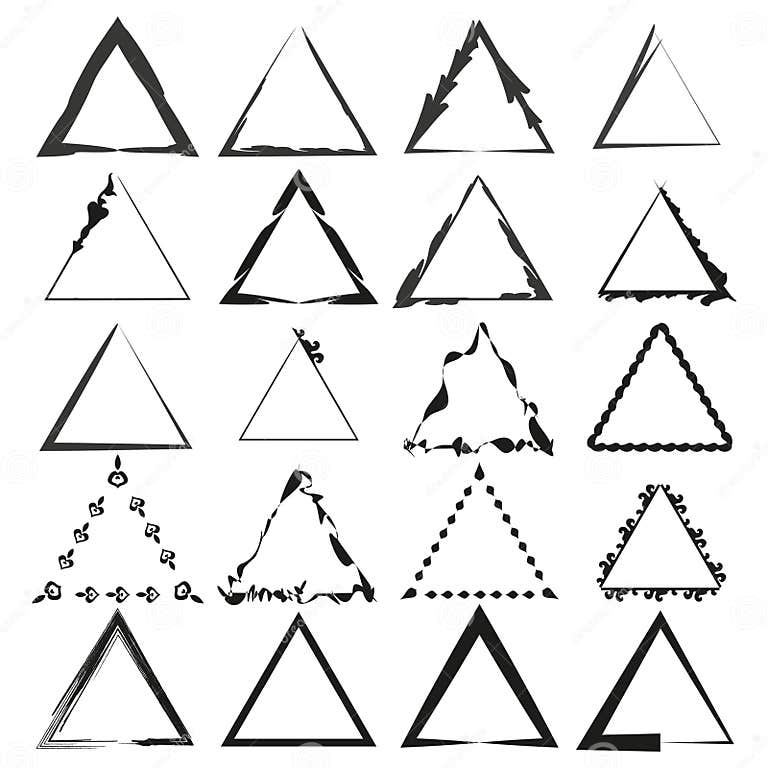 Assorted Triangle Borders Set. Vector Black Triangle Designs Stock ...
