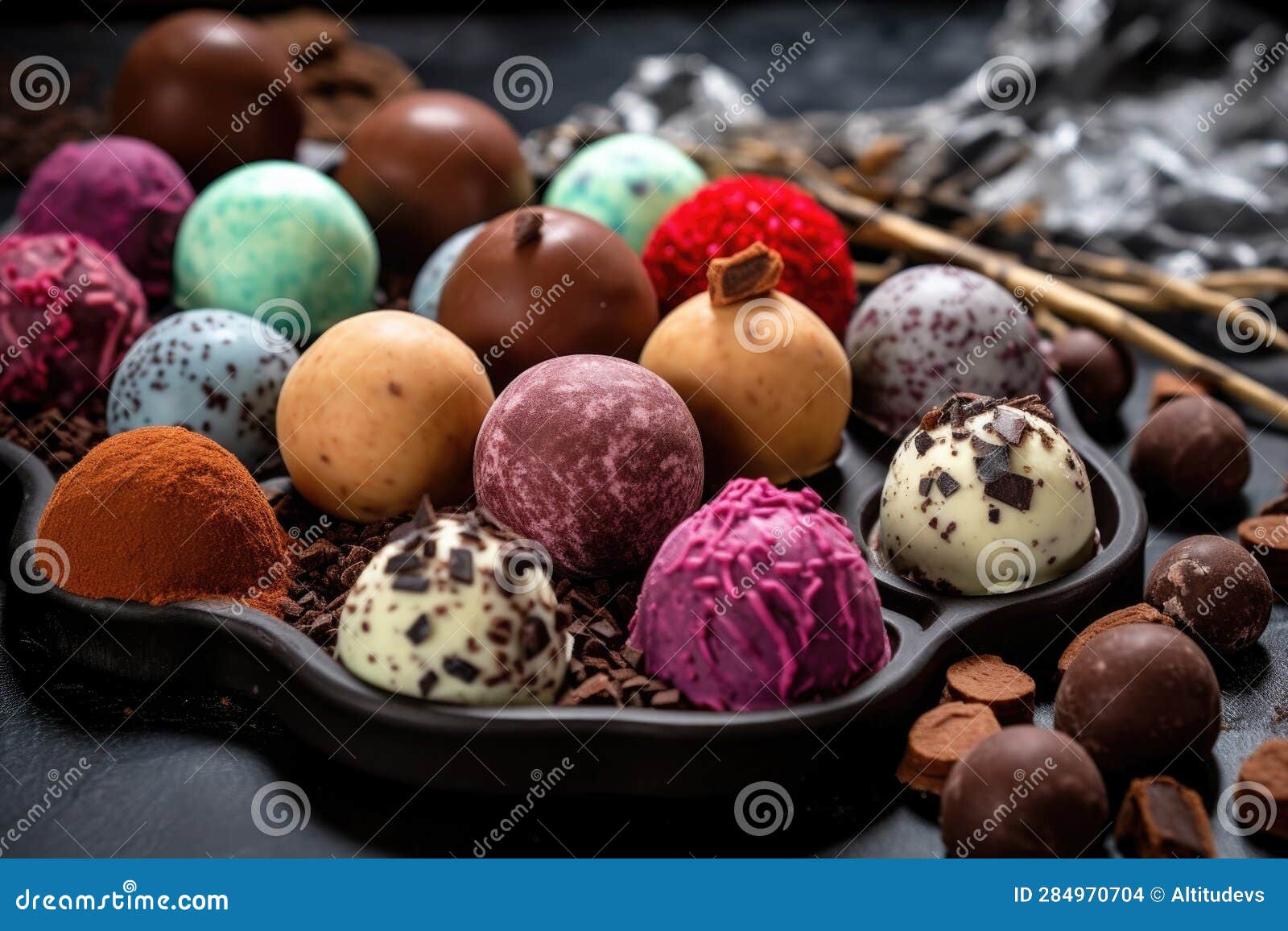 Assorted Truffles with Various Fillings and Coatings Stock Illustration ...