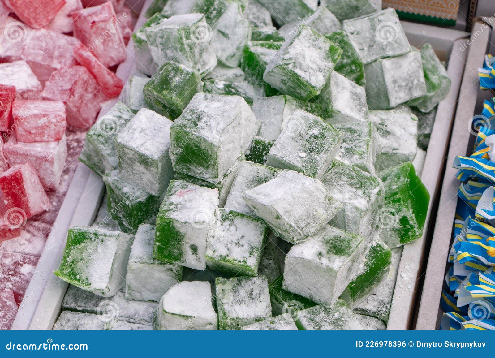 Assorted Turkish Delight Bars. Sugar Coated Soft Candy Stock Photo ...