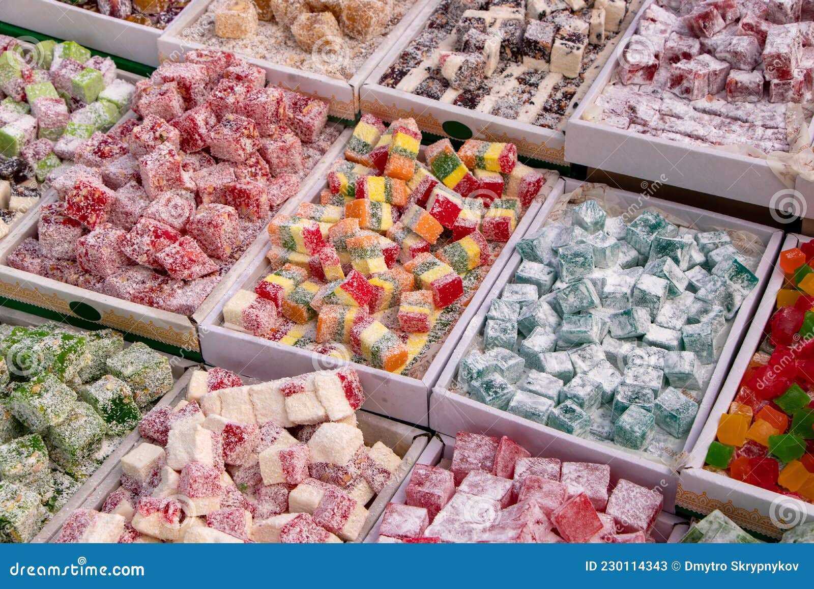 Assorted Turkish Delight Bars. Sugar Coated Soft Candy Stock Image ...