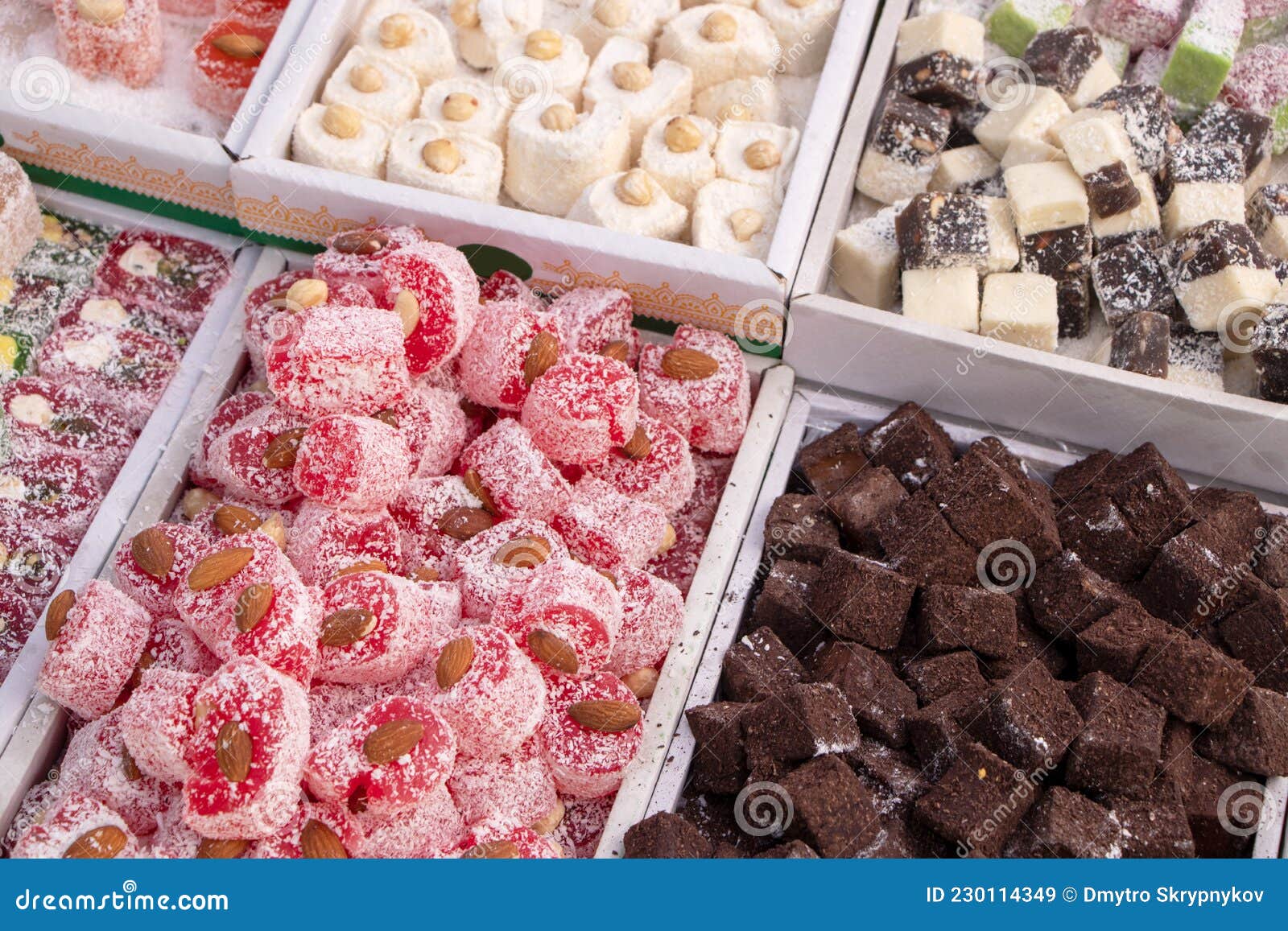 Assorted Turkish Delight Bars. Sugar Coated Soft Candy Stock Image ...