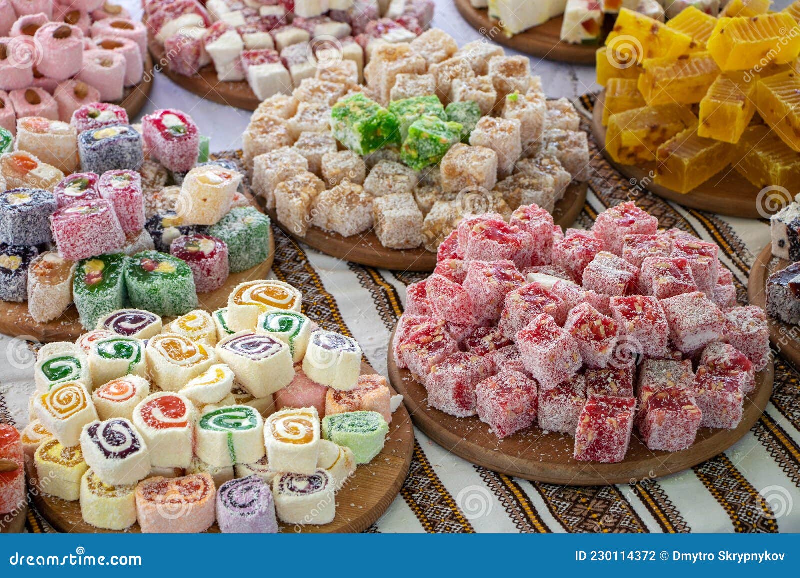 Assorted Turkish Delight Bars. Sugar Coated Soft Candy Stock Photo ...