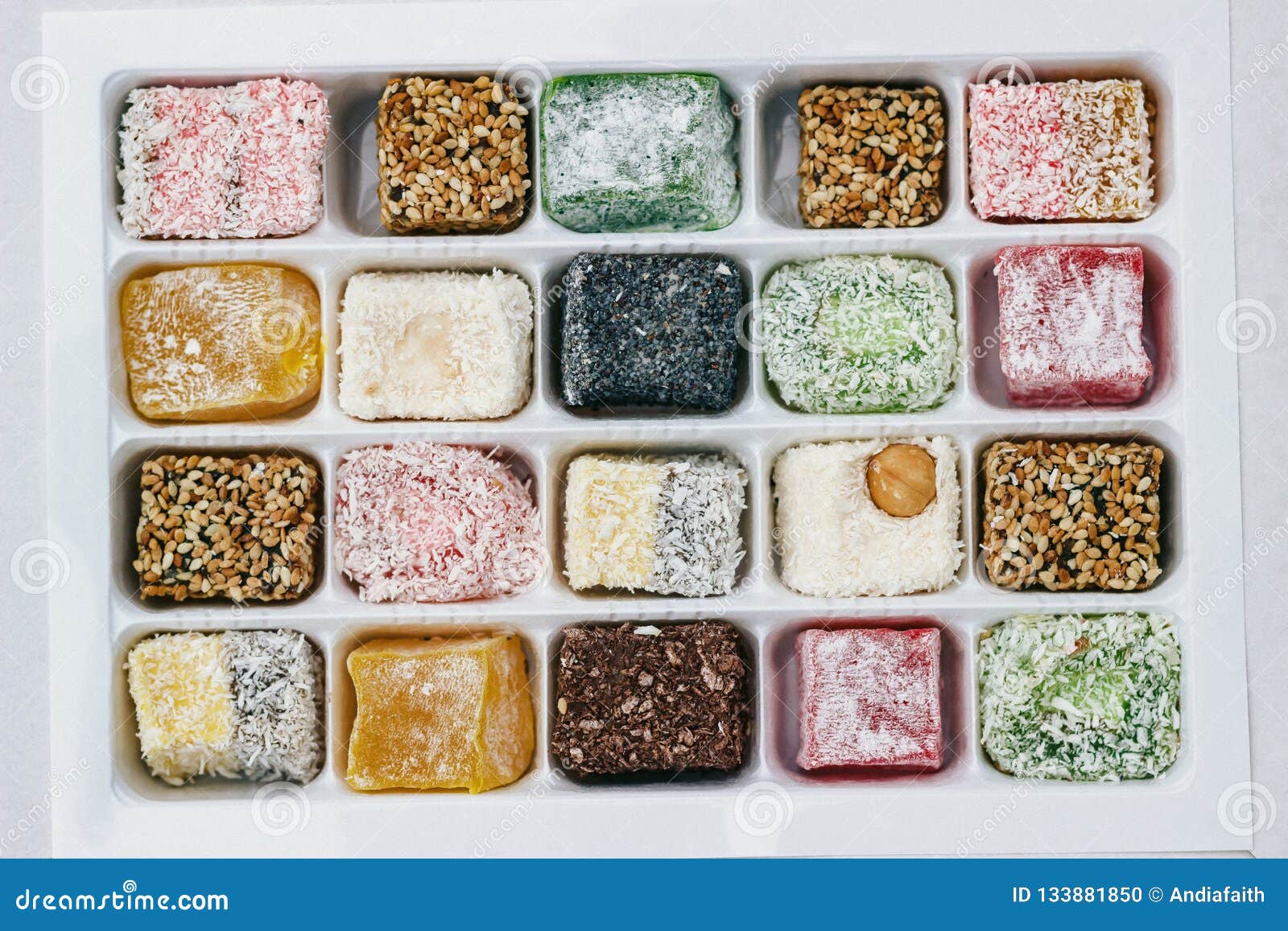 Assorted Turkish Delight in the Box Stock Photo - Image of pink ...