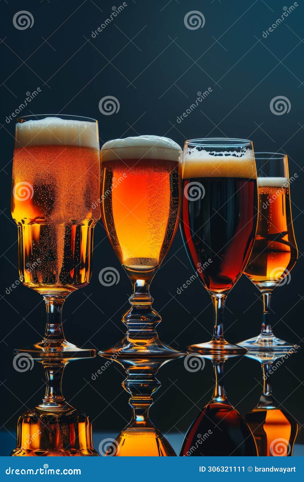 Assorted Types of Beer in a Lineup Stock Illustration - Illustration of ...