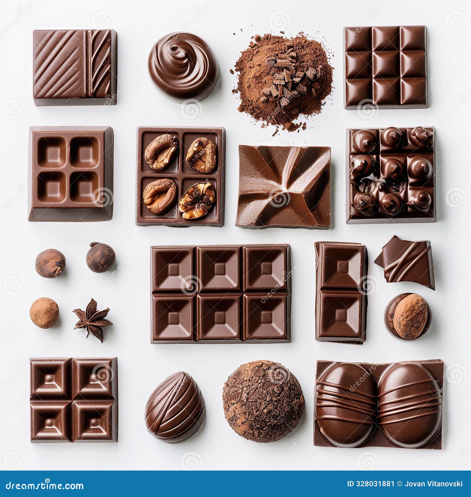 Assorted Types and Shapes of Chocolate Arranged Creatively Stock ...