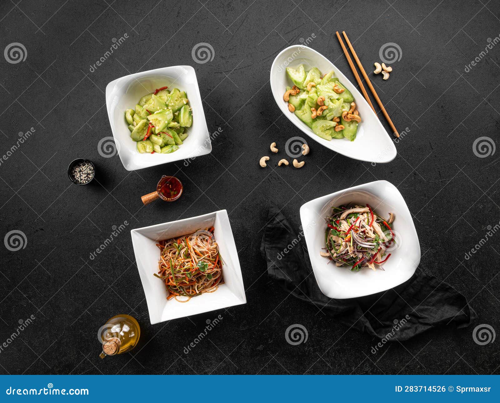 Assorted Variety of Asian Chinese Food Table Stock Photo - Image of ...