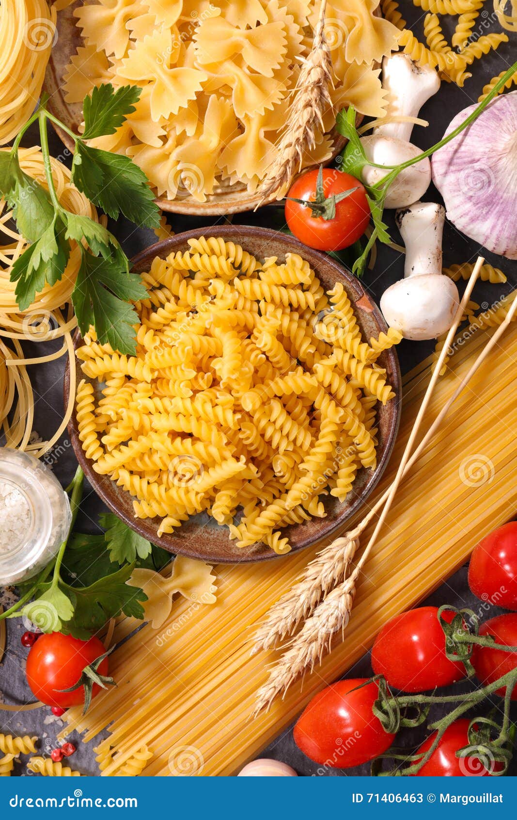 Assorted variety of pasta stock image. Image of cherry - 71406463