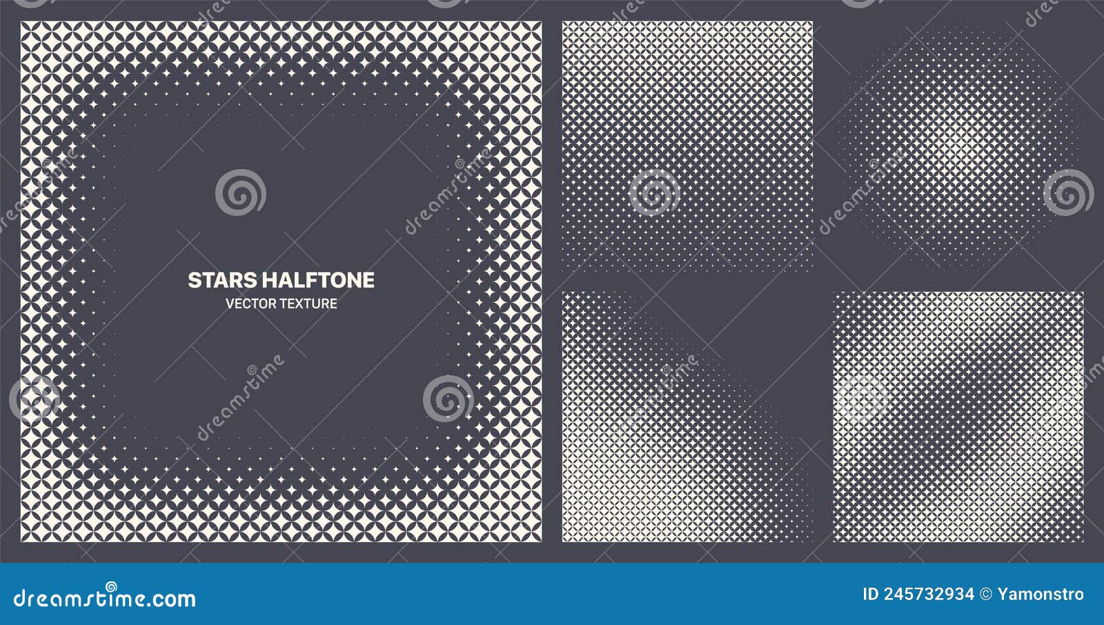 Assorted Various Contrast Stars Halftone Textures Vector Pattern ...