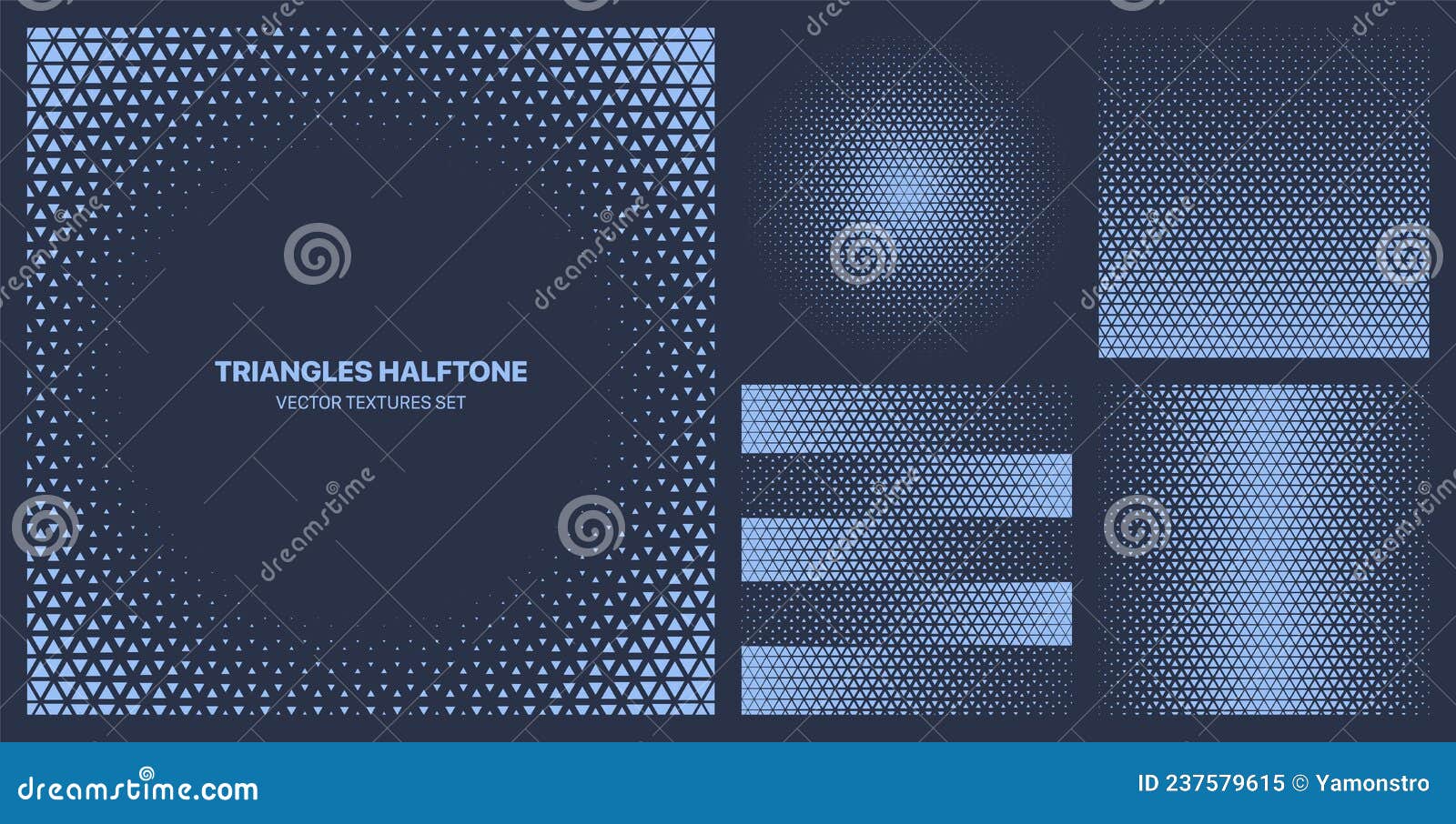 Assorted Various Contrast Triangular Blue Halftone Textures Vector ...