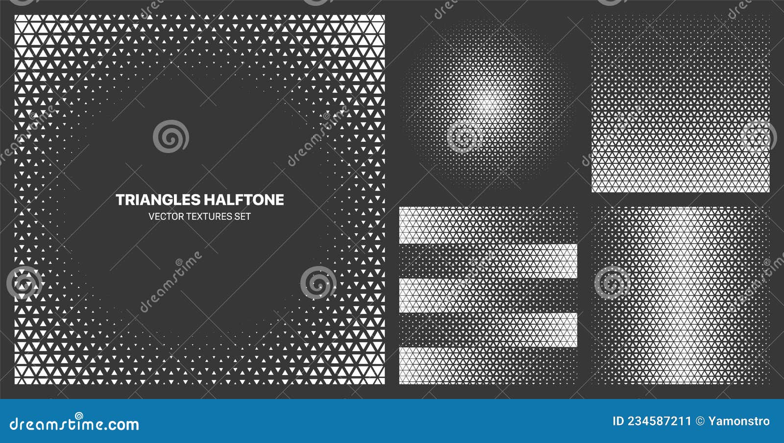 Assorted Various Contrast Triangular Blue Halftone Textures Vector ...