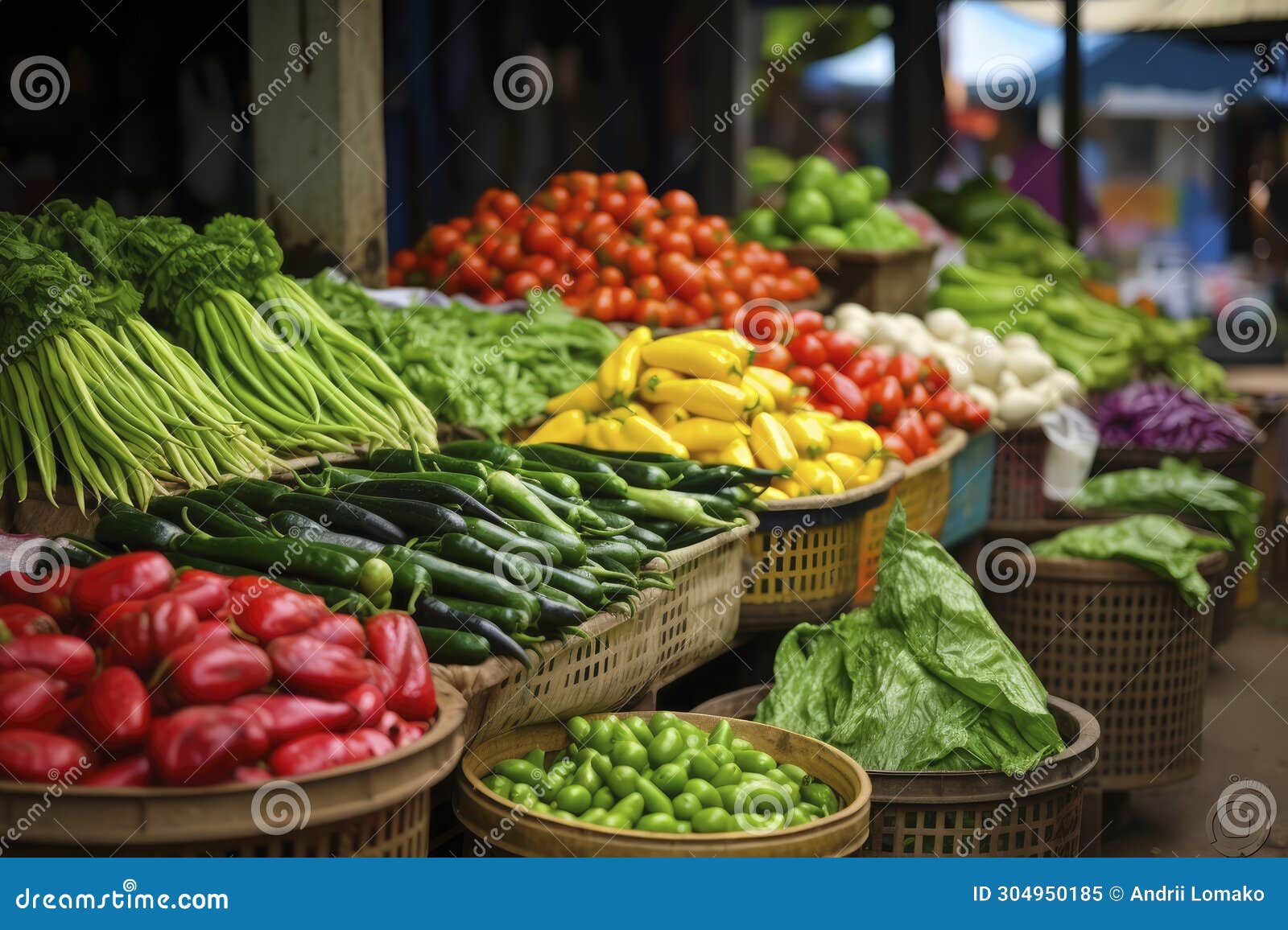 Assorted Vegetable Baskets Overflowing with Fresh Produce Stock Image ...