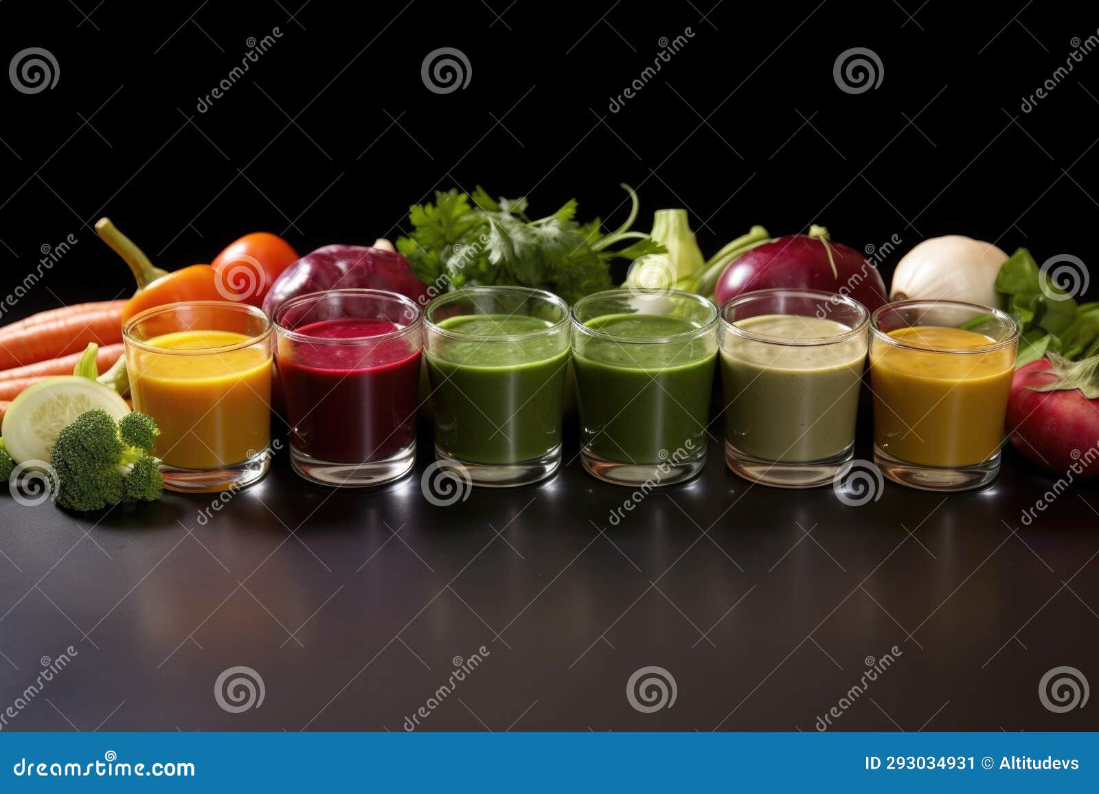 Assorted Vegetable Purees Arranged in a Curve Stock Image - Image of ...