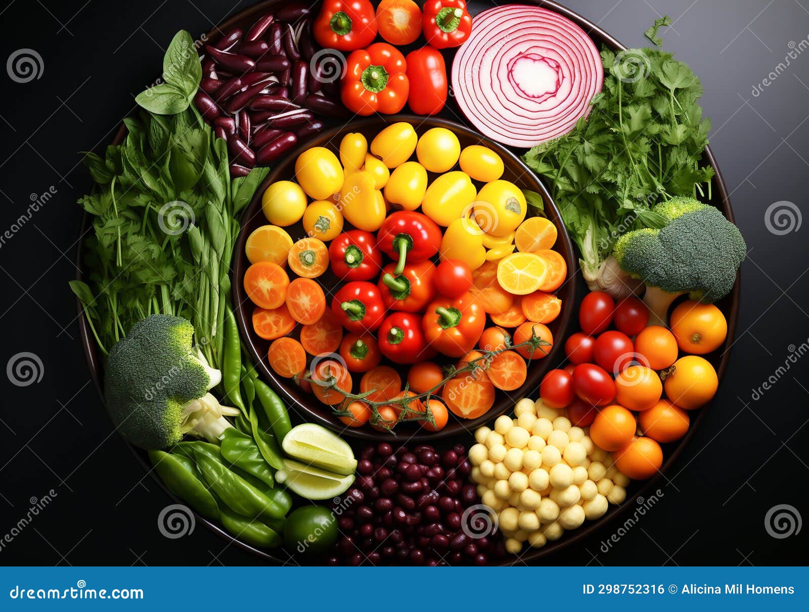 Assorted Vegetables Arranged in a Round Shape. AI Generated Stock ...