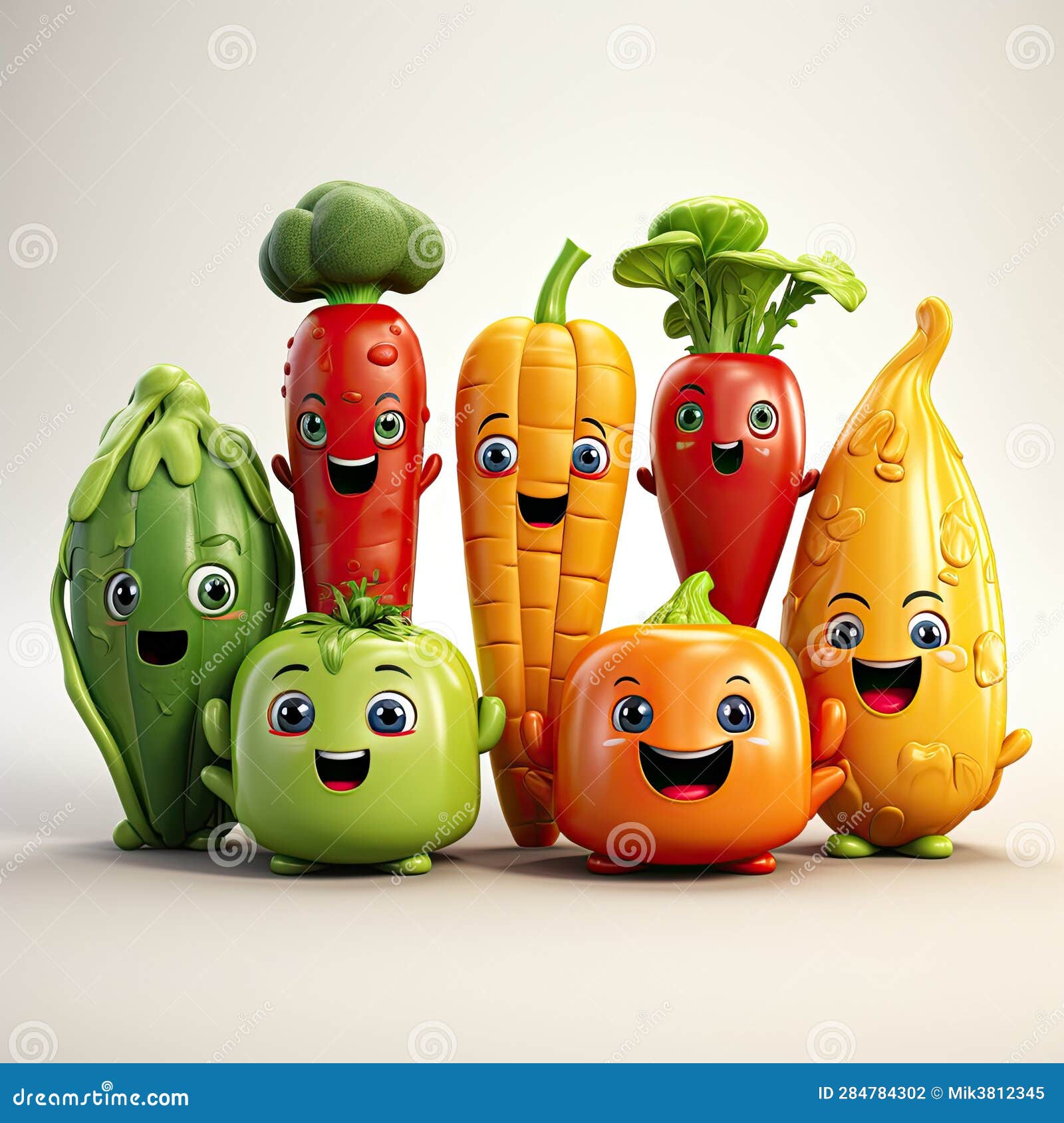 Assorted Vegetables Cartoon Style for Children. Stock Illustration ...
